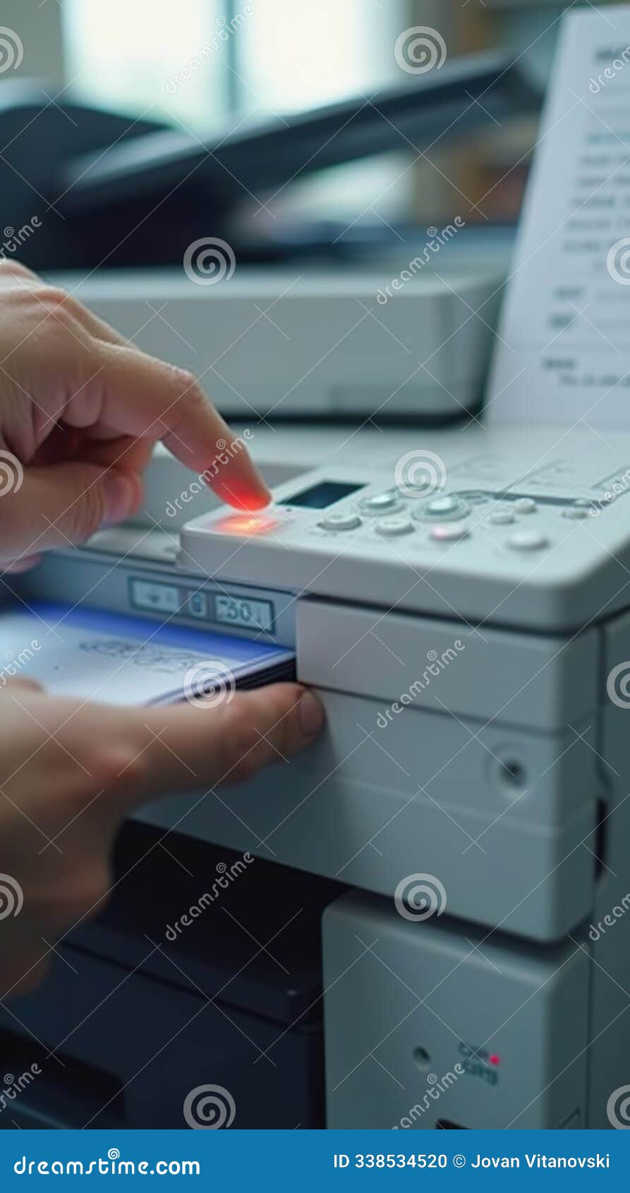 Person Using a Copier Machine in a Modern Office Setting Stock Photo ...