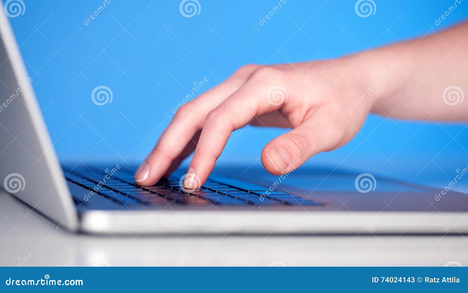 Close Up of Hand Pressing Keyboard Buttons Stock Image - Image of ...