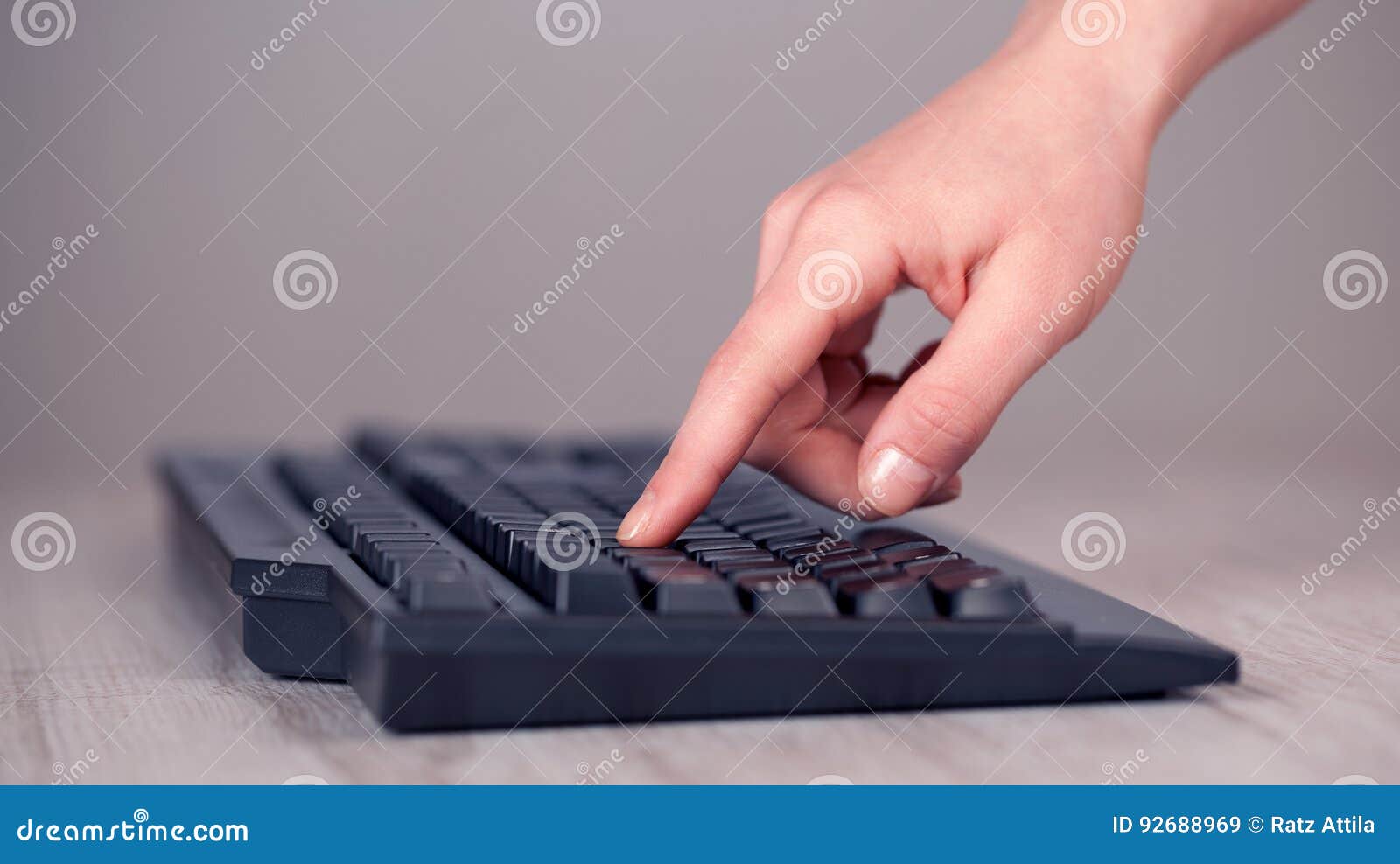 Close Up of Hand Pressing Keyboard Buttons Stock Image - Image of input ...
