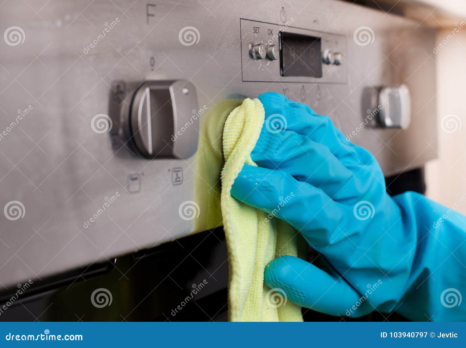 Cleaning Control Panel of Oven Stock Image - Image of chores, housewife ...