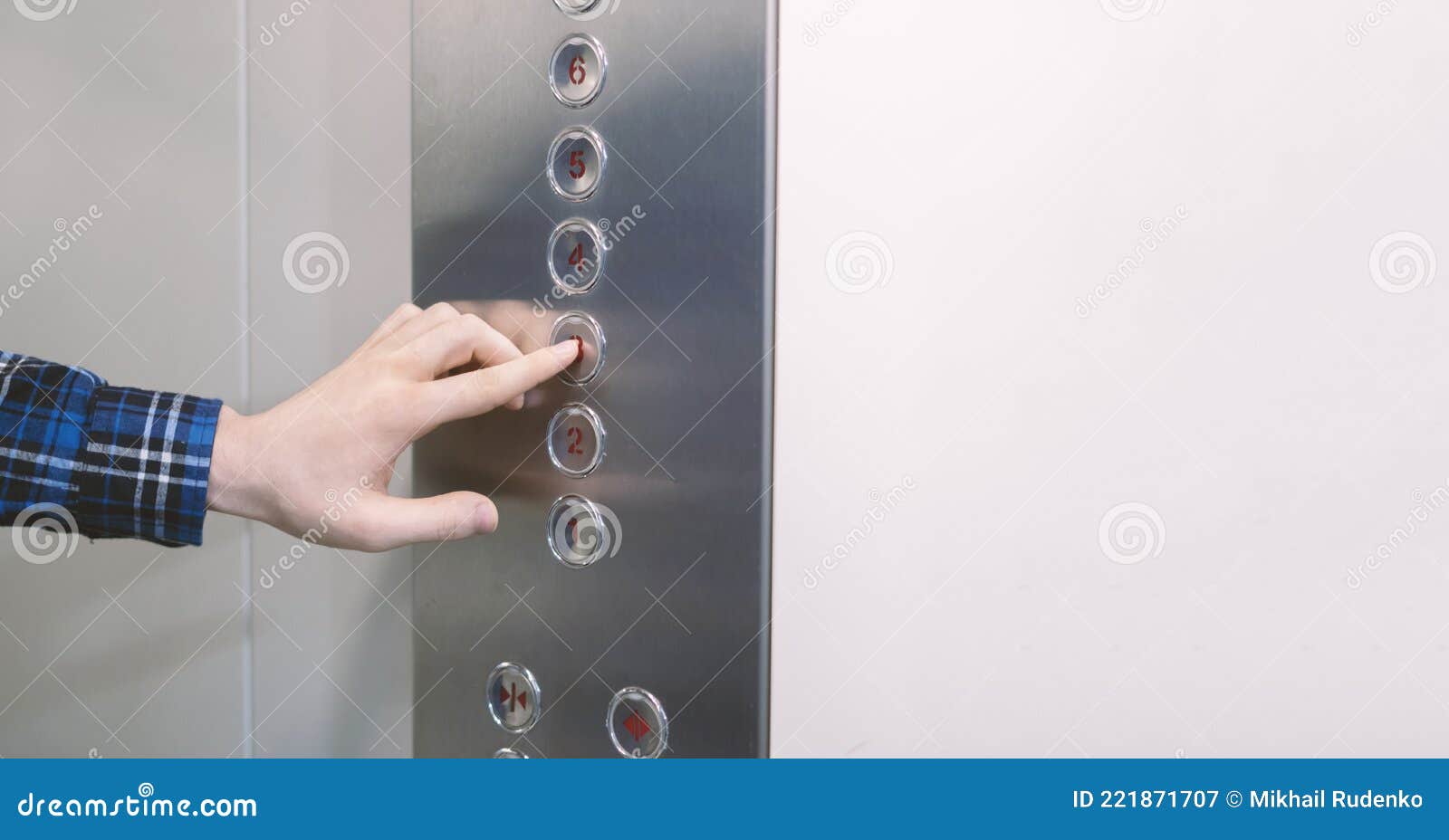 Close Up Hand Pushing a Button in the Lift Elevator Cabin Stock Image ...