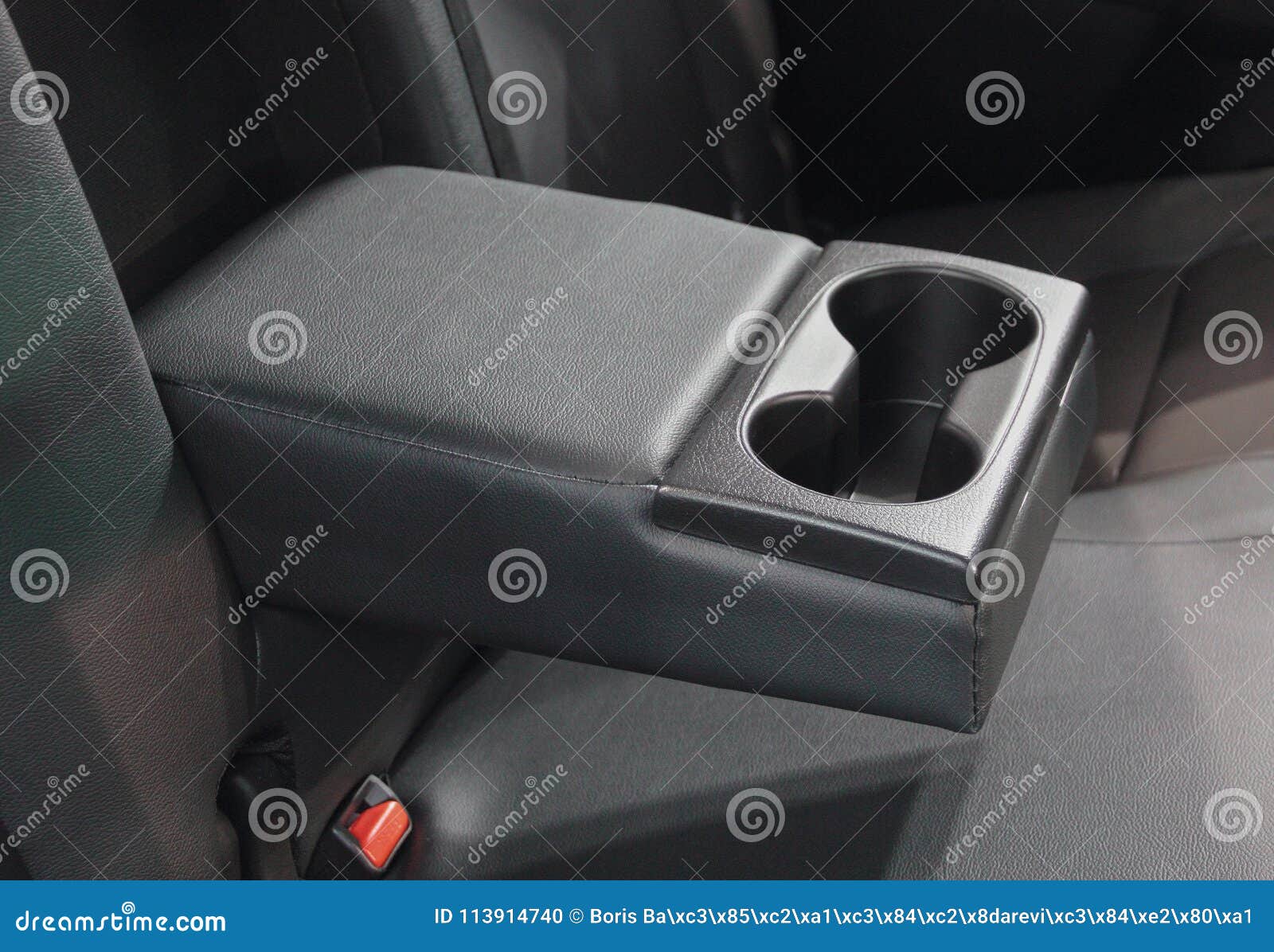 The Close Up of Hand Rest with Cup Holders, Back Car Seat. Stock Photo ...