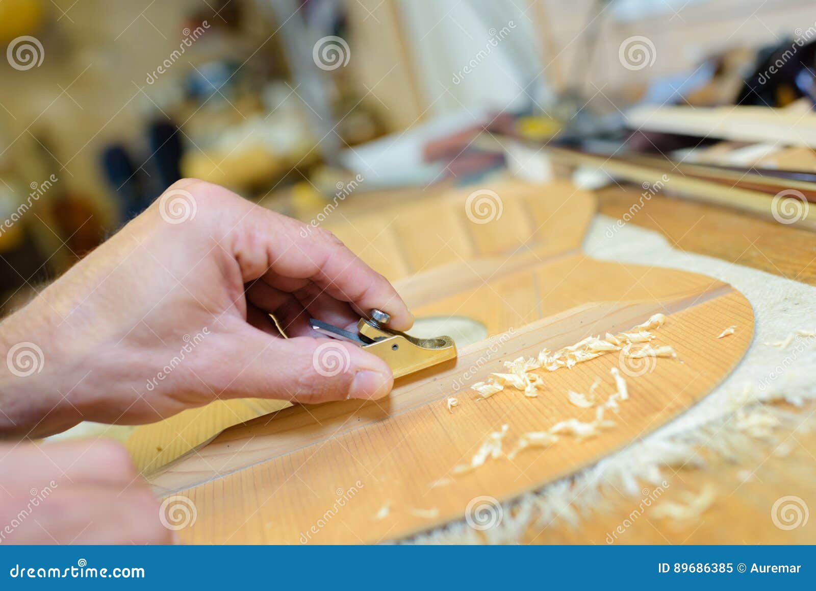 Close Up Hand Scraping Wood with Planer Stock Image - Image of planer ...