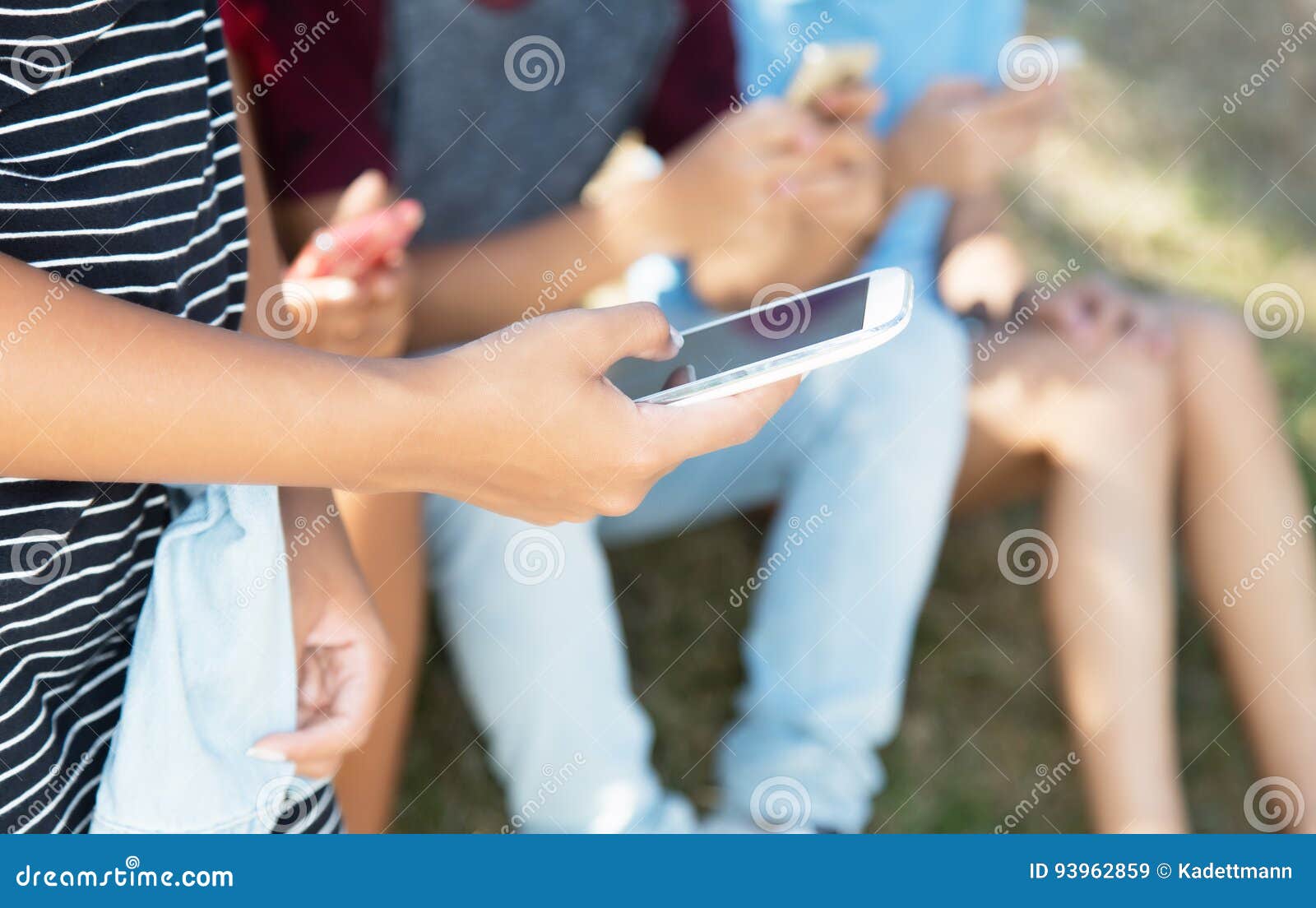 Close Up Hand Sending Message with Phone Stock Image - Image of ...