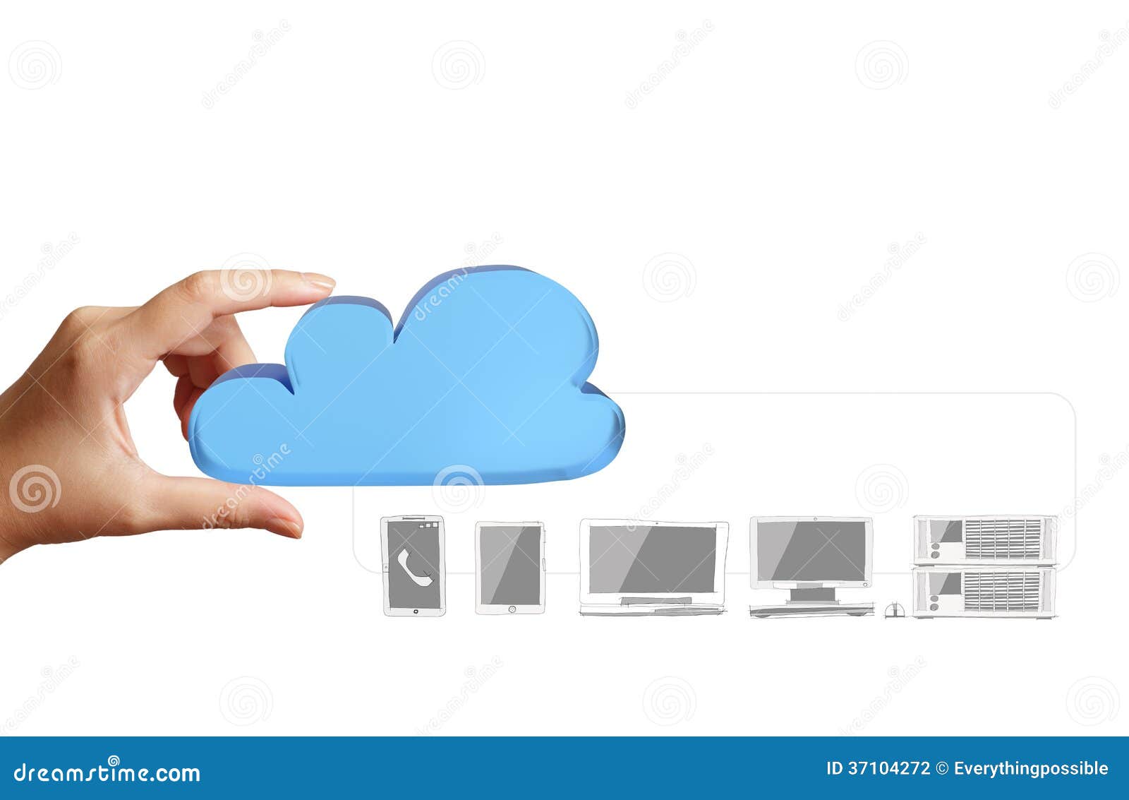 Close Up of Hand Showing Cloud Computing Diagram Stock Photo - Image of ...