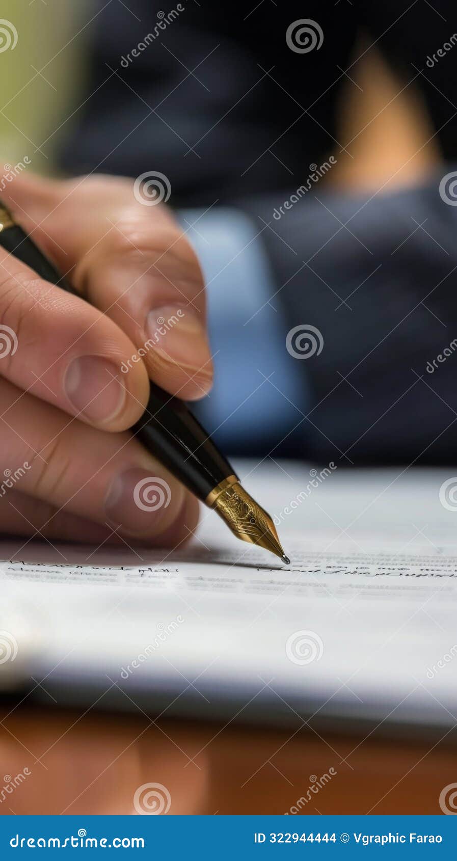 Close-up of a Hand Signing a Document with a Fountain Pen Stock ...