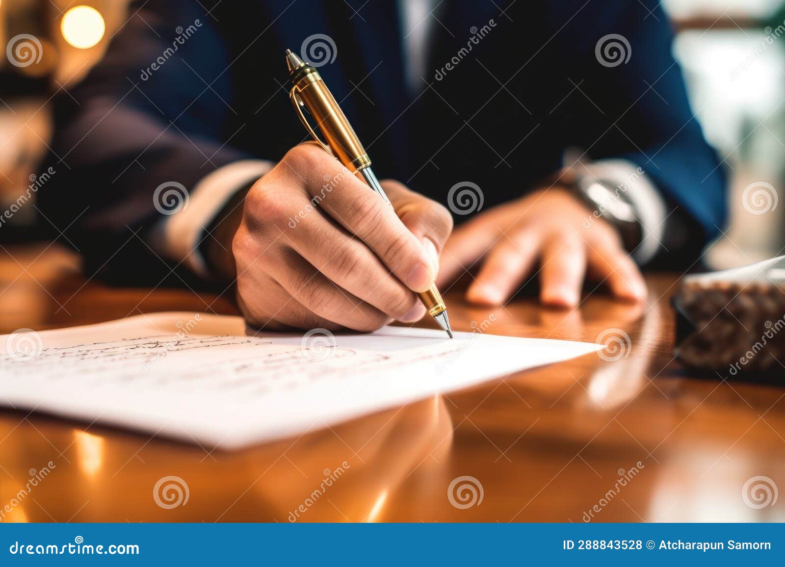 Close Up of a Hand Signing a Document Generative AI Stock Illustration ...