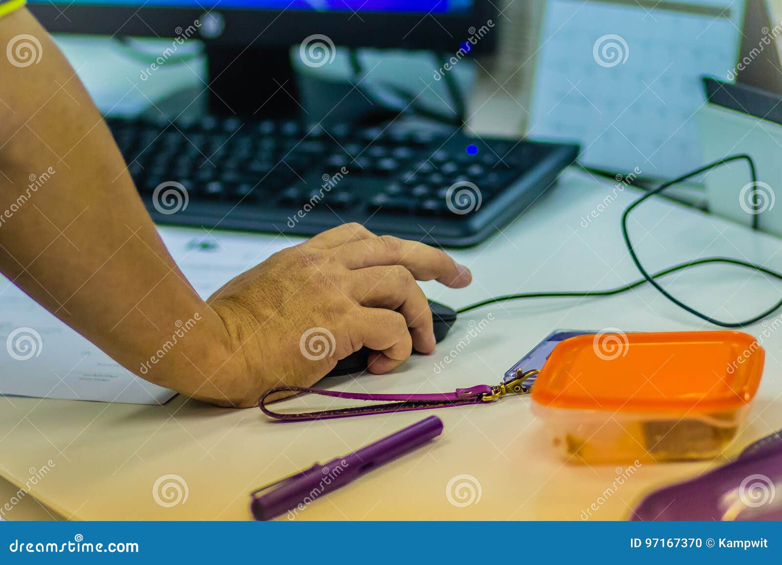 Close Up Hand of Software Engineer on Mouse during Testing Program ...