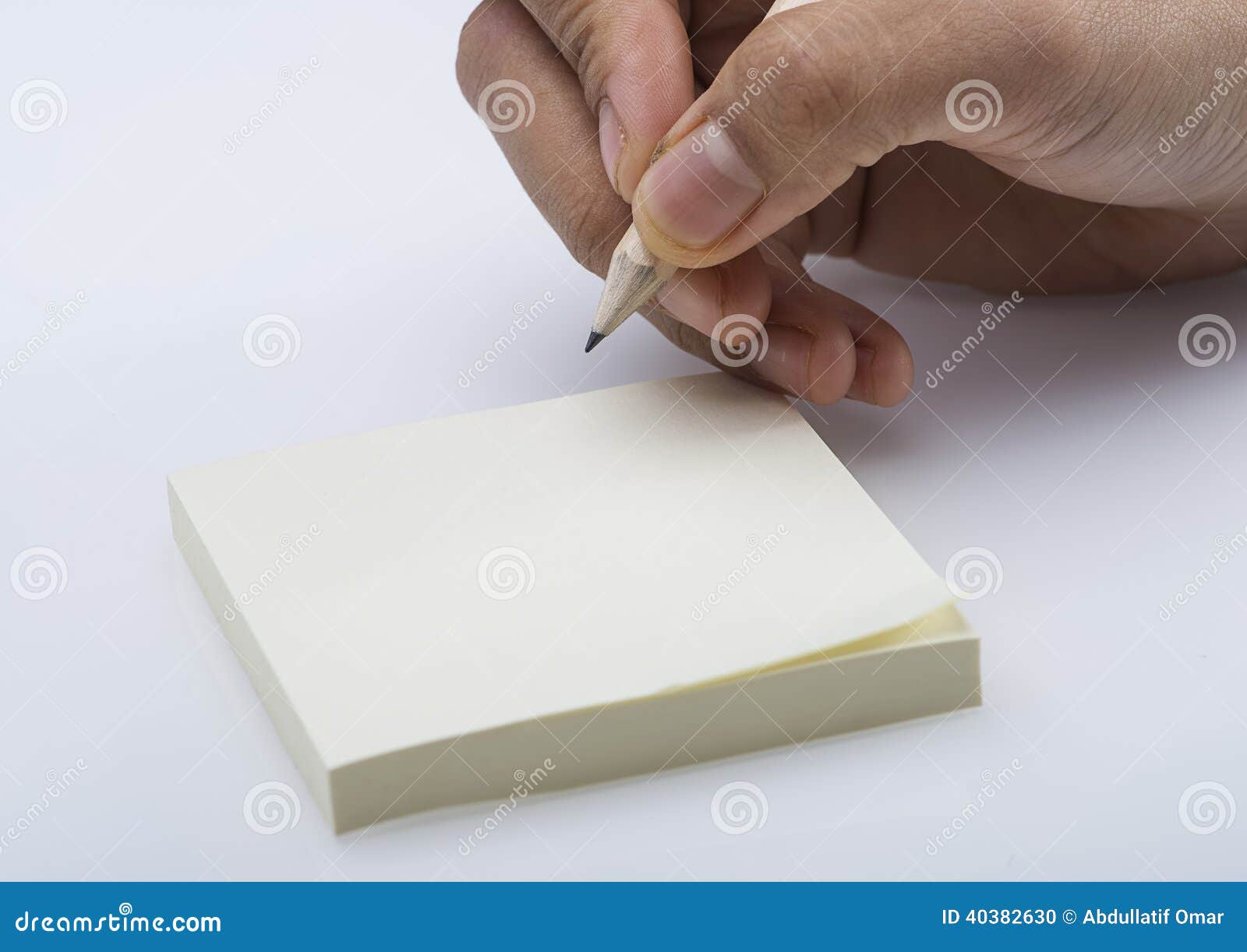 Close Up Hand and Sticky Note Stock Photo - Image of blank, note: 40382630