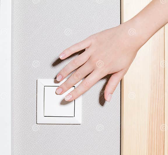 Close Up of Hand on the Switch Panel Stock Photo - Image of control ...