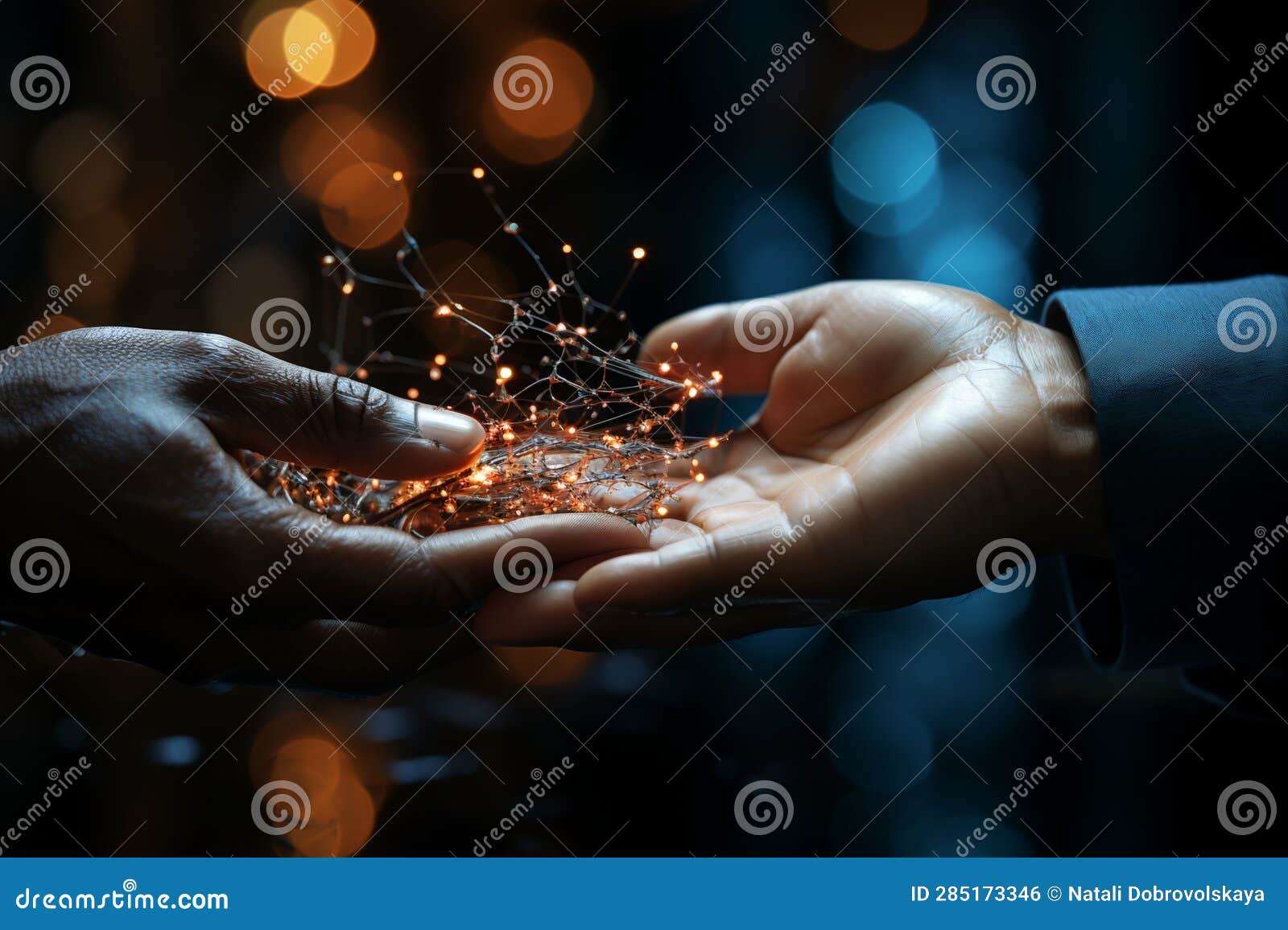 Close Up of Hand Touching Neural Networks Stock Illustration ...
