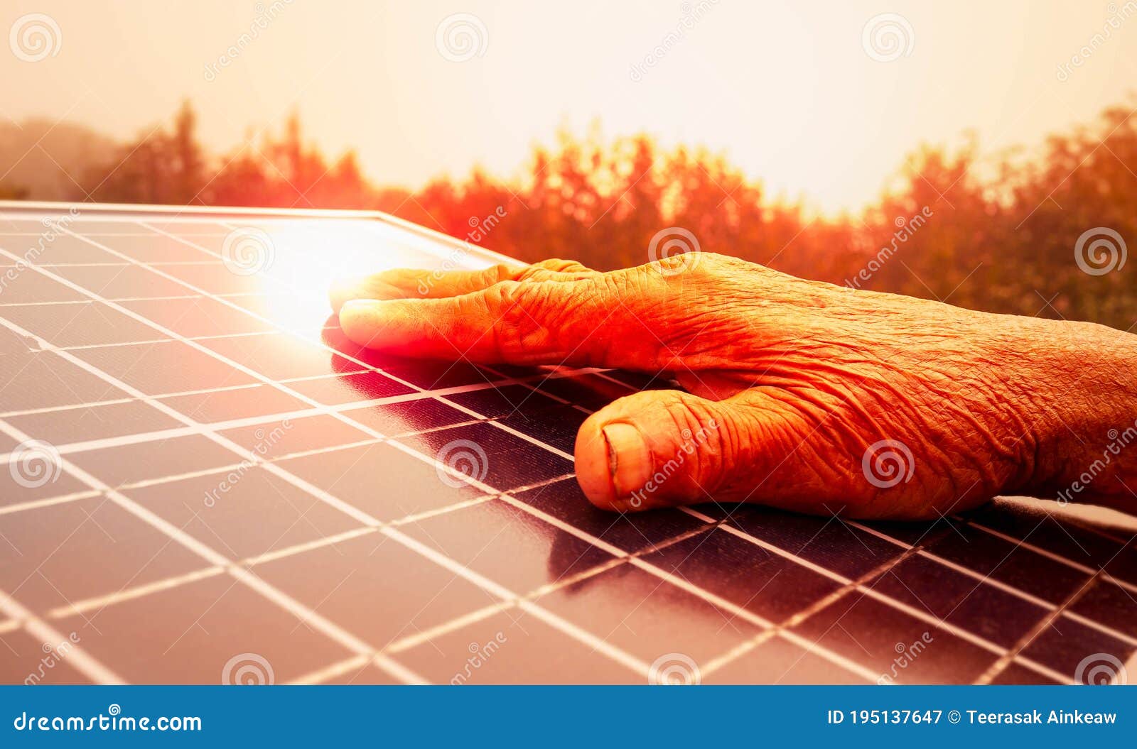 Close Up of Hand Touching on Solar Panel Outdoors Stock Image - Image ...