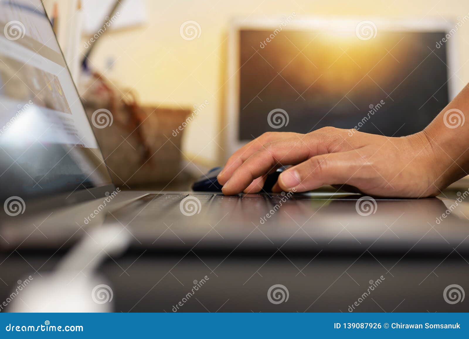 Close up hand use keyboard stock photo. Image of laptop - 139087926