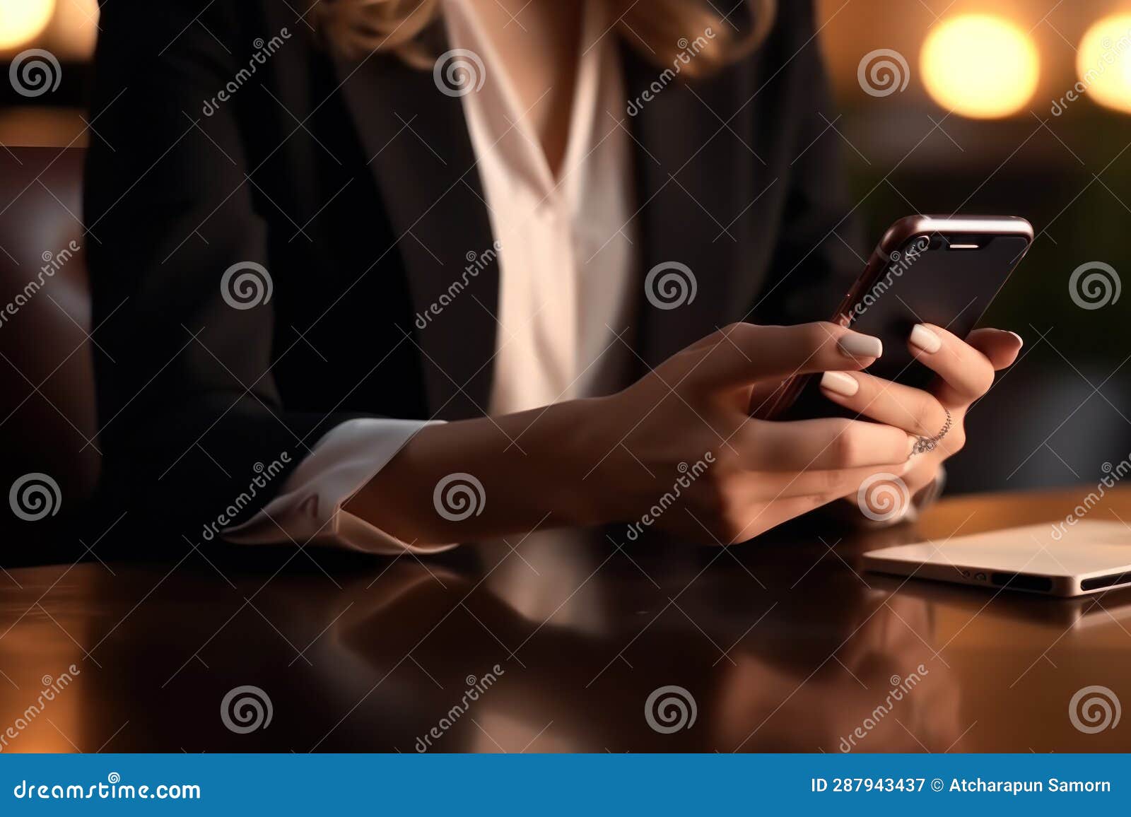 Close Up Hand Use Smart Phone Chatting and Messaging Concept Generative ...