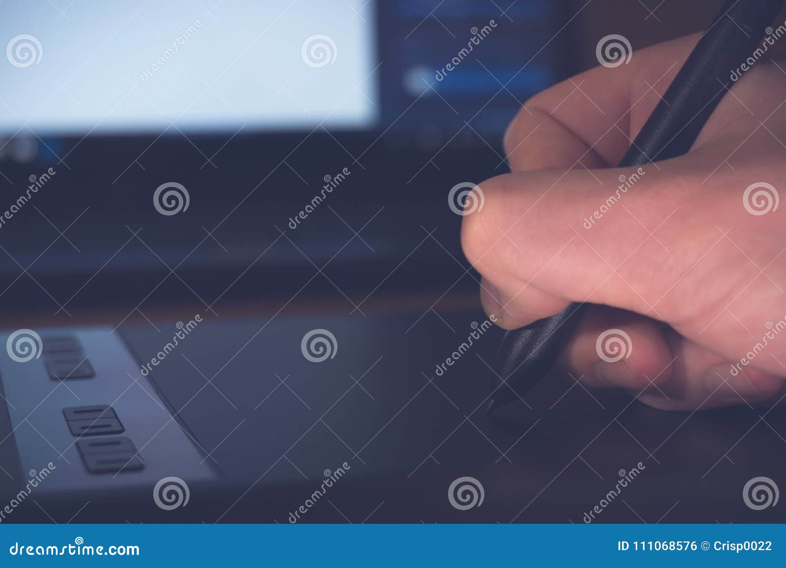 Close-up Hand Using Graphic Tablet at Home Stock Photo - Image of male ...