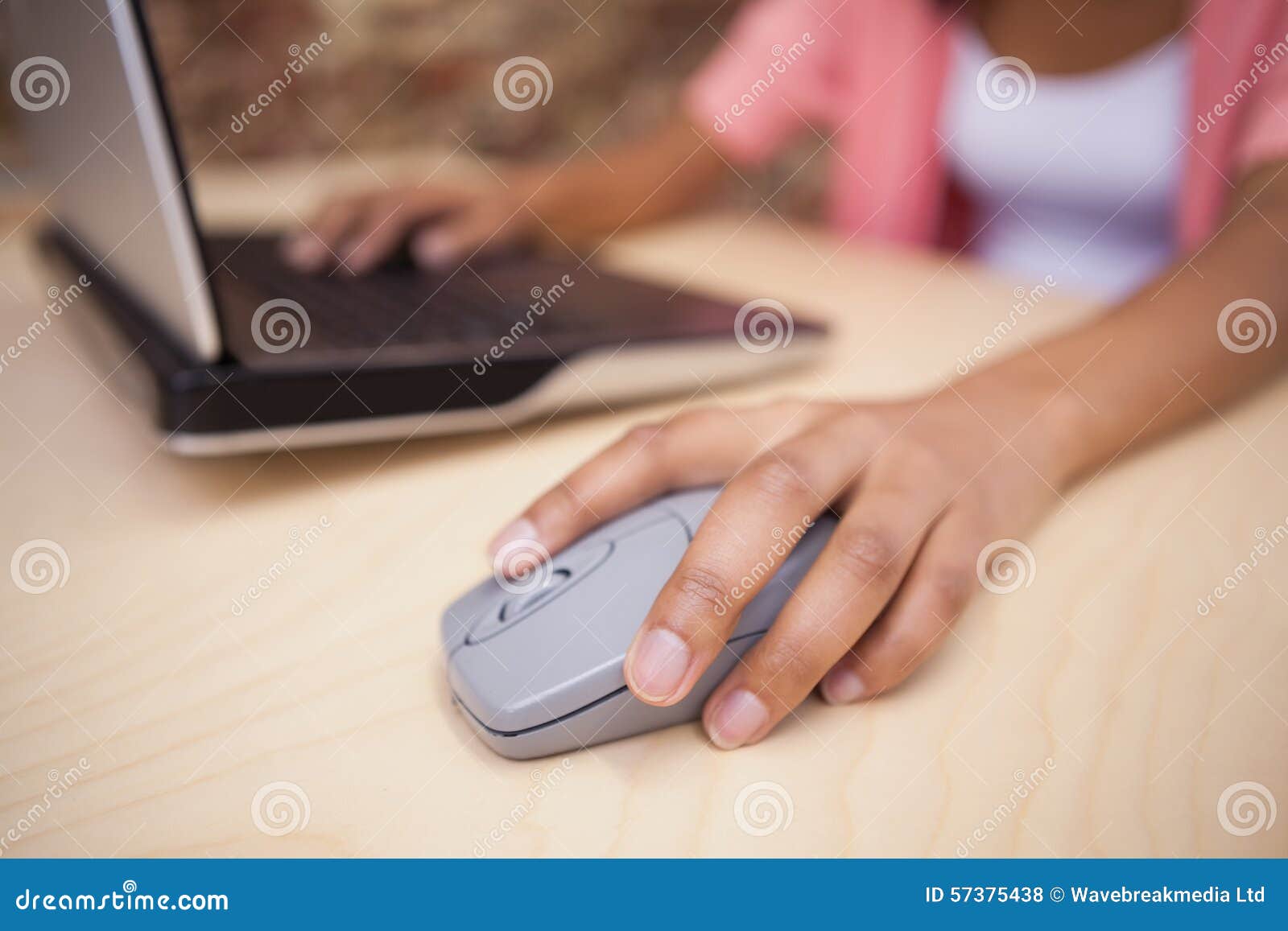 Close Up of a Hand Using a Grey Mouse Stock Photo - Image of indoors ...