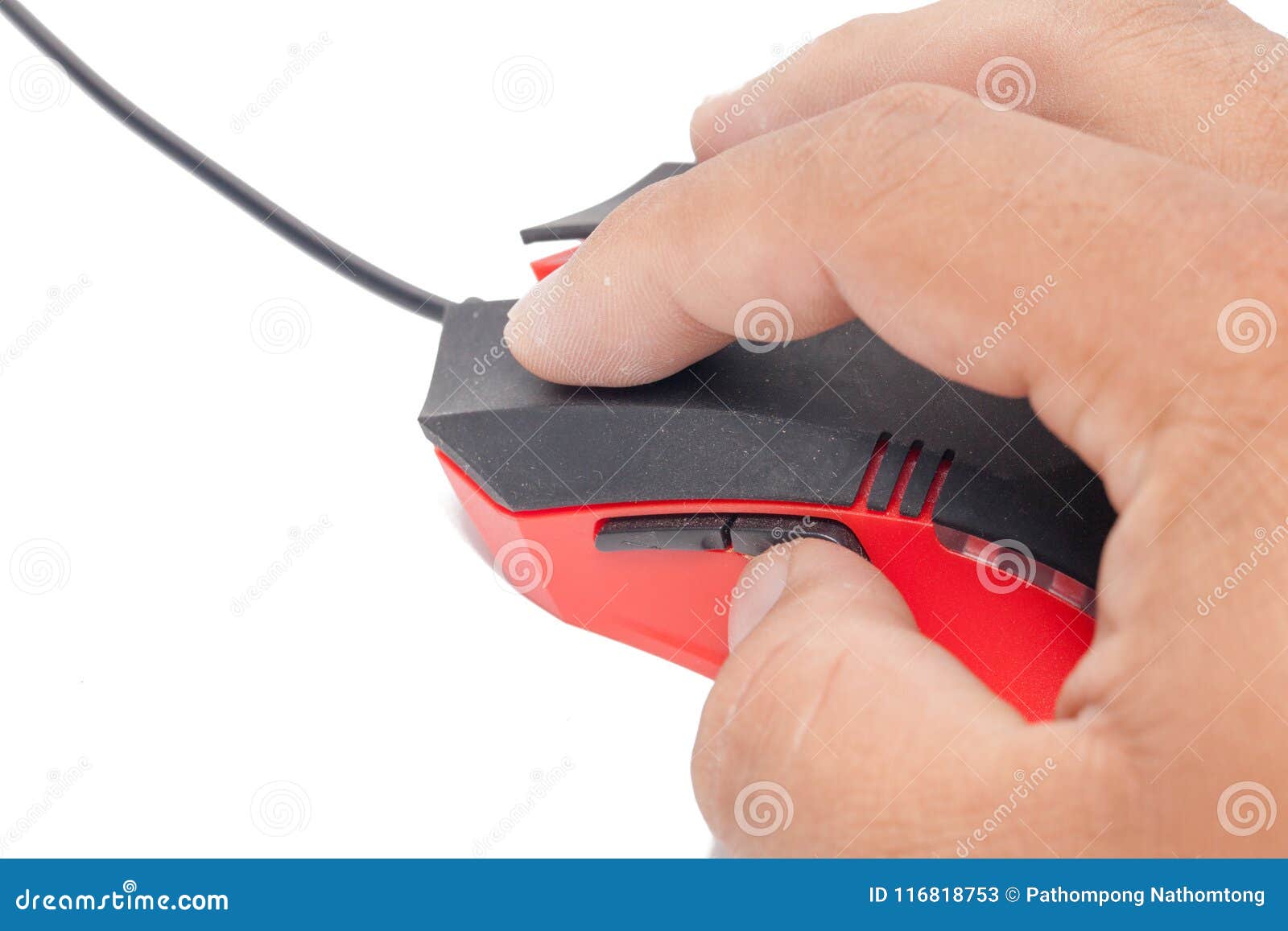 Hand Using Mouse on White Background Stock Image - Image of desktop ...