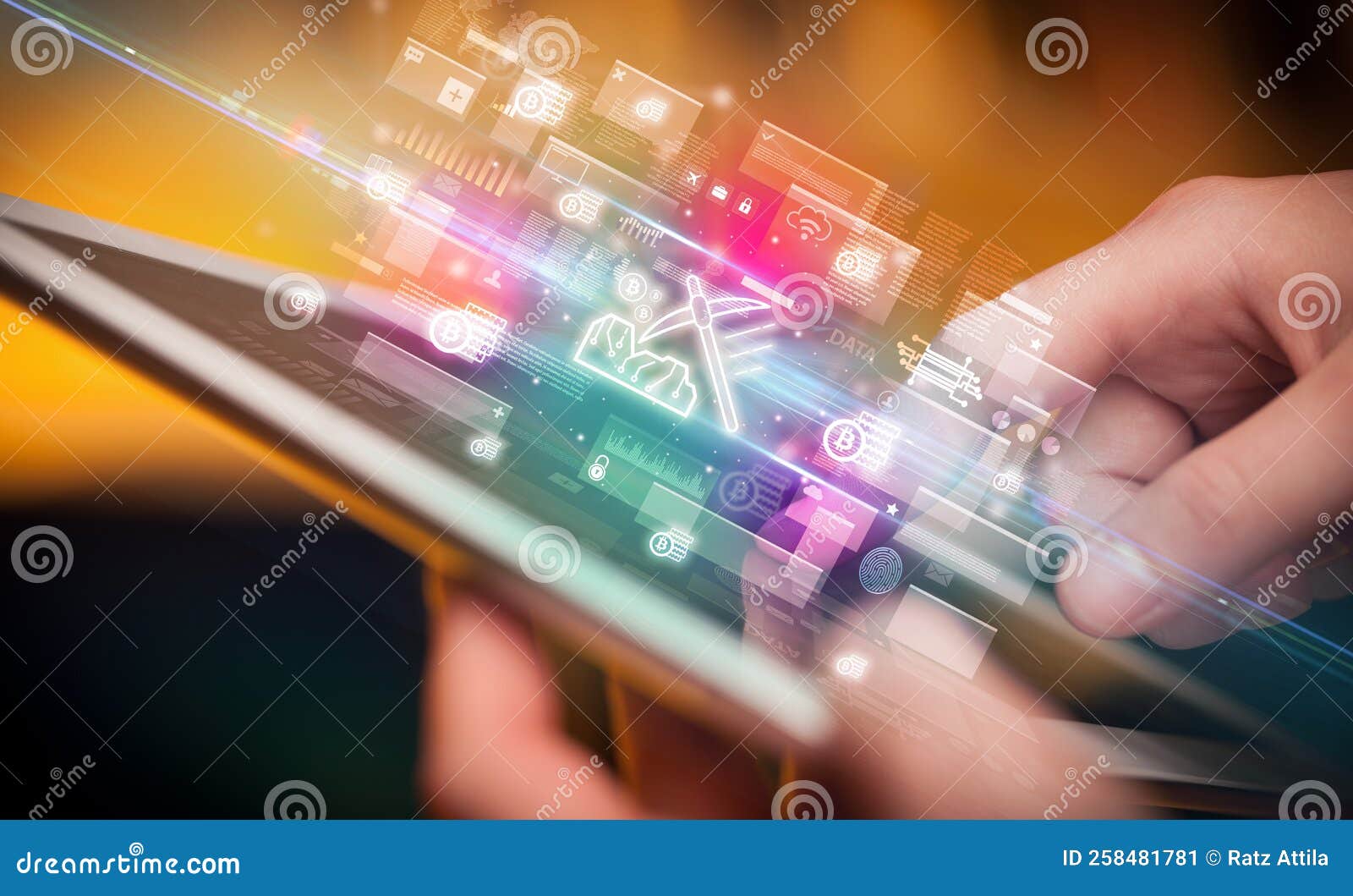 Close-up of a Hand Using Tablet, Currency Concept Stock Image - Image ...