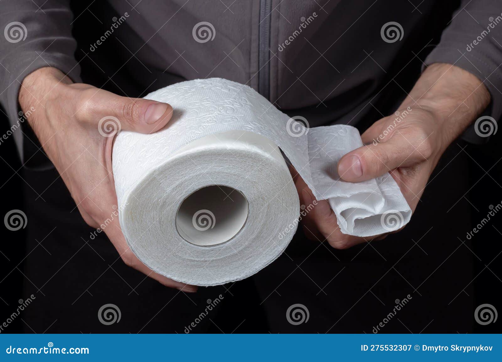 Close-up of in Hand Using a Toilet Paper. Stock Image - Image of roll ...