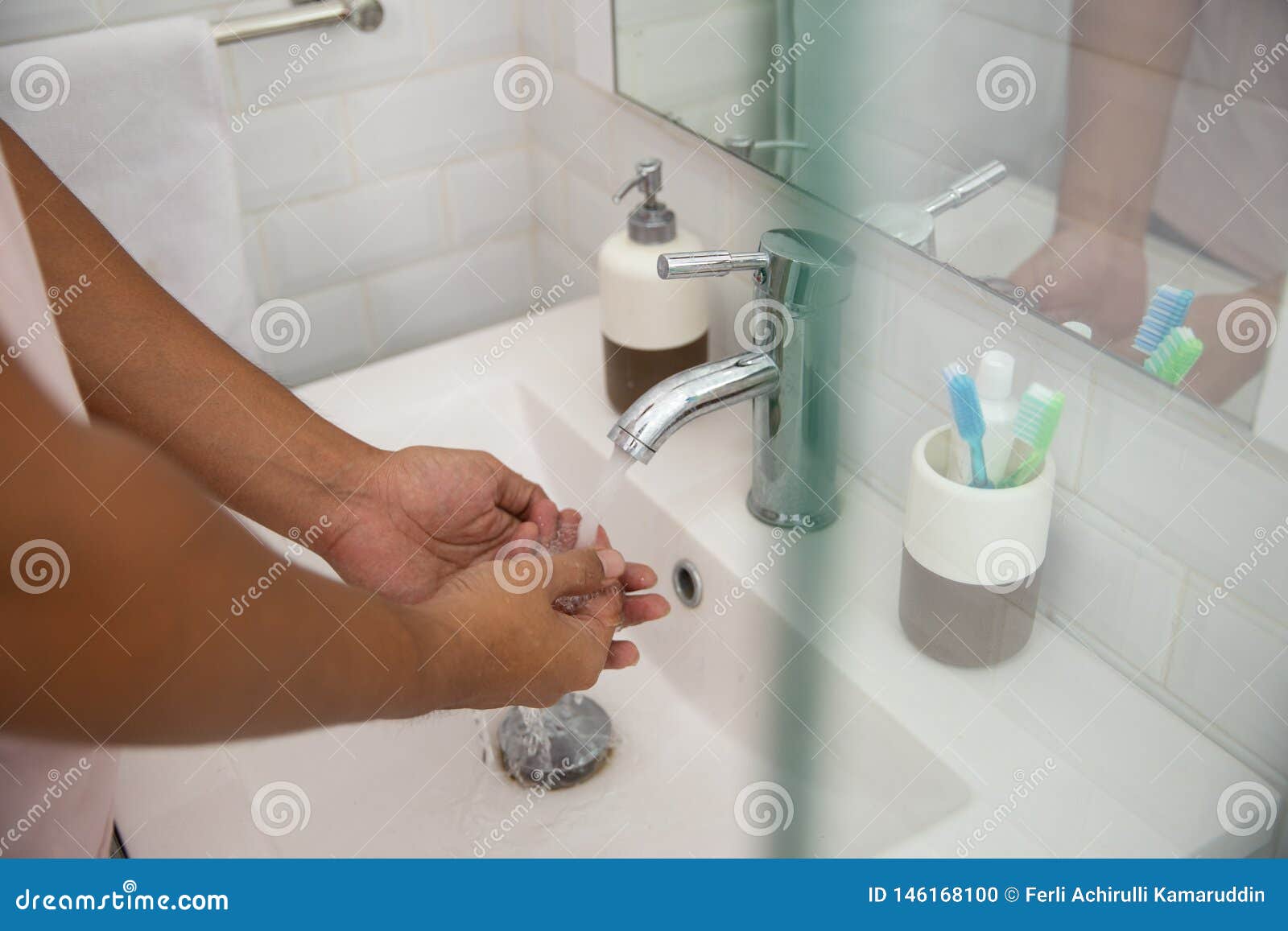 Hand Wash on Basin Using Soap Stock Photo - Image of bacteria ...