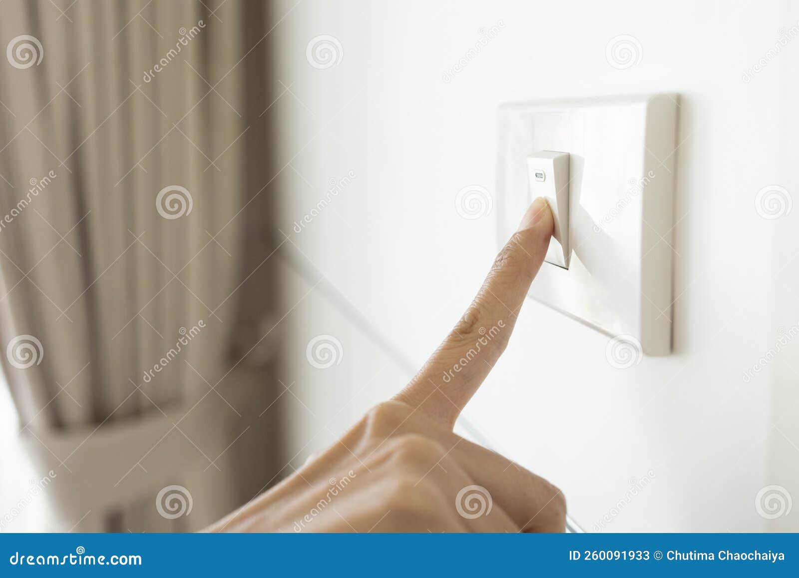 Hand of Woman Turning Off Light Switch in a Home Stock Image - Image of ...