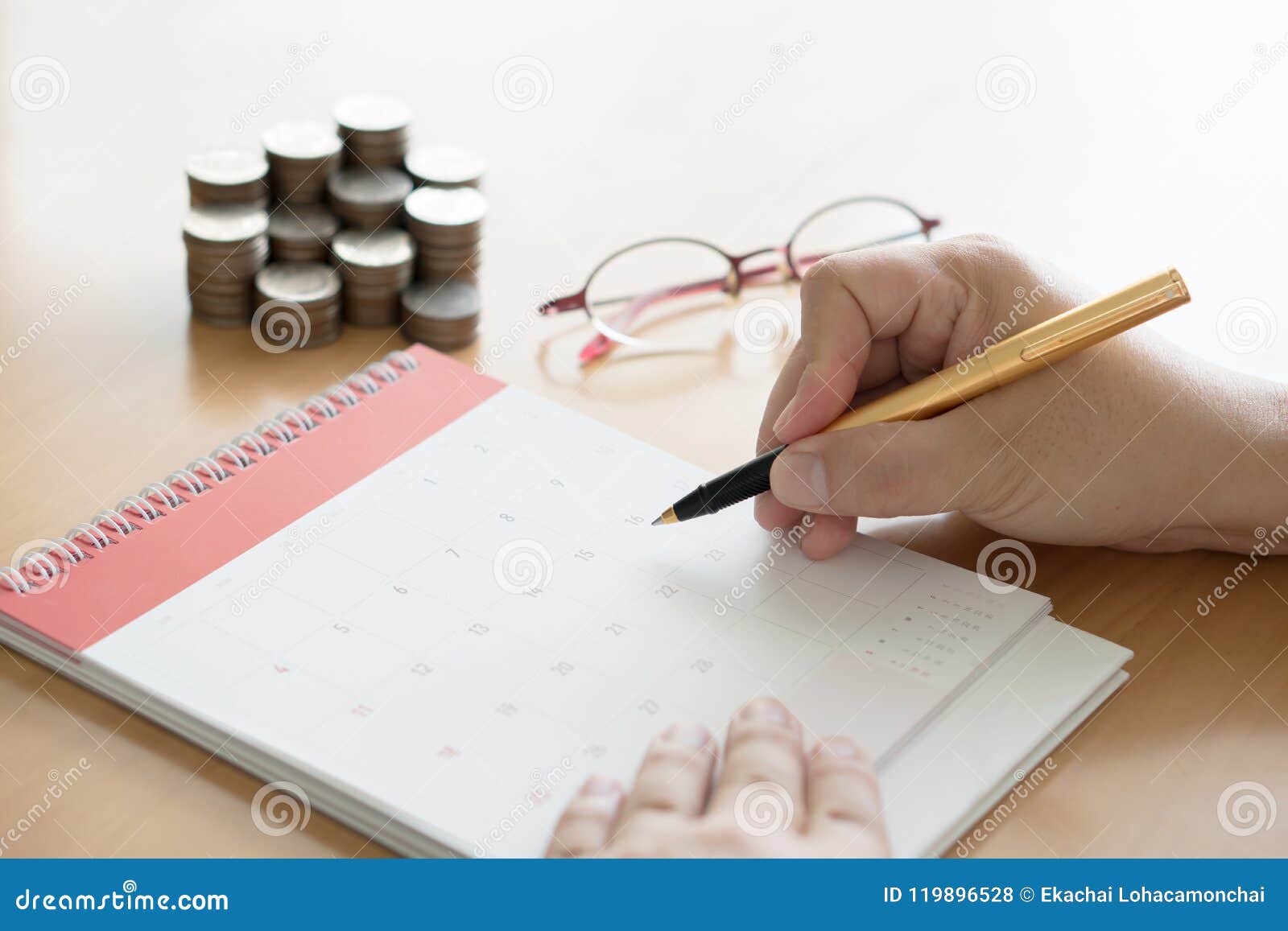 Hand Writing in Calendar Plan Concept. Stock Photo - Image of loan ...