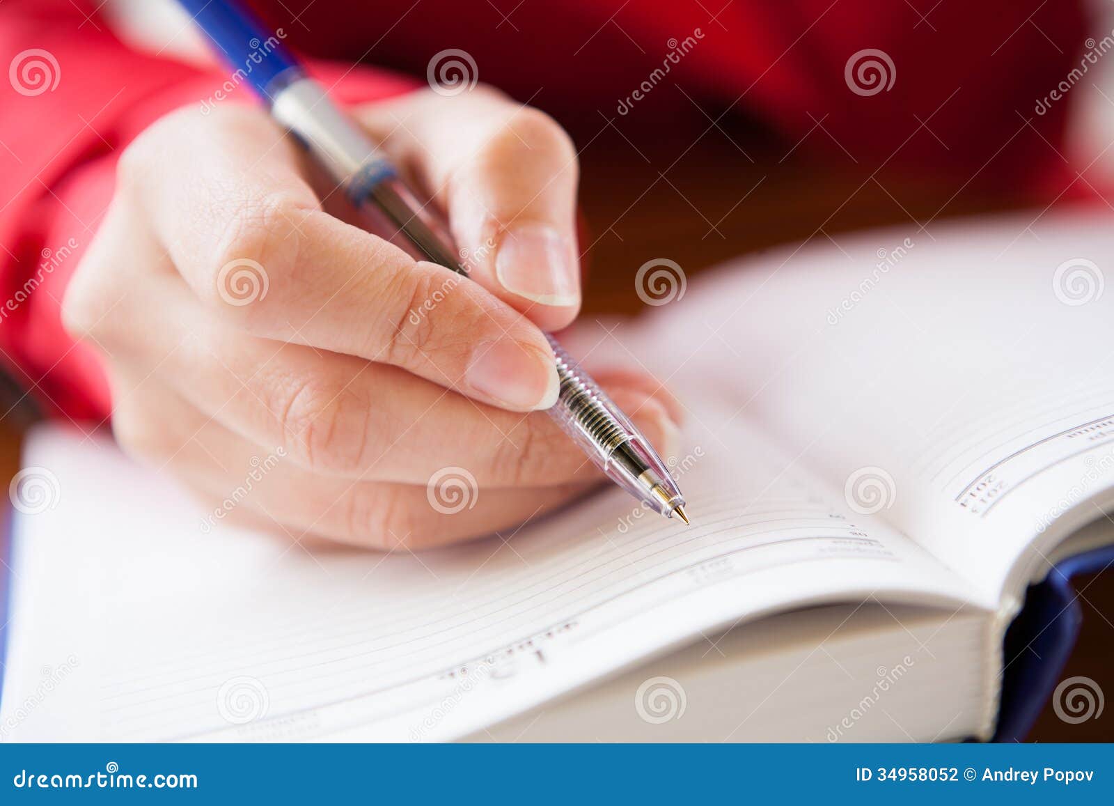 Close-up of Hand Writing in Diary Stock Photo - Image of paperwork ...