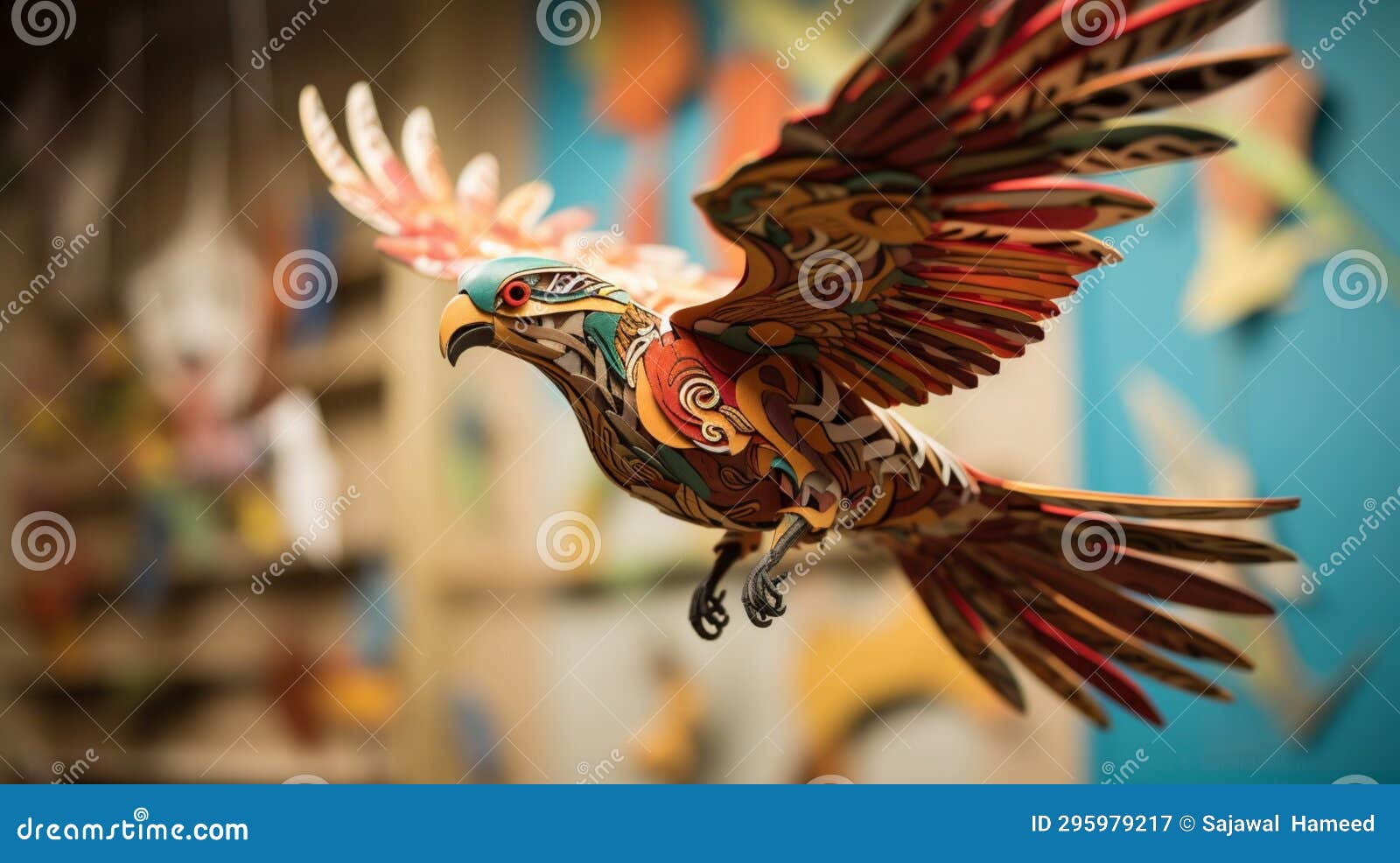 Bird-shaped Kite with Intricate Details in Flight Stock Image - Image ...