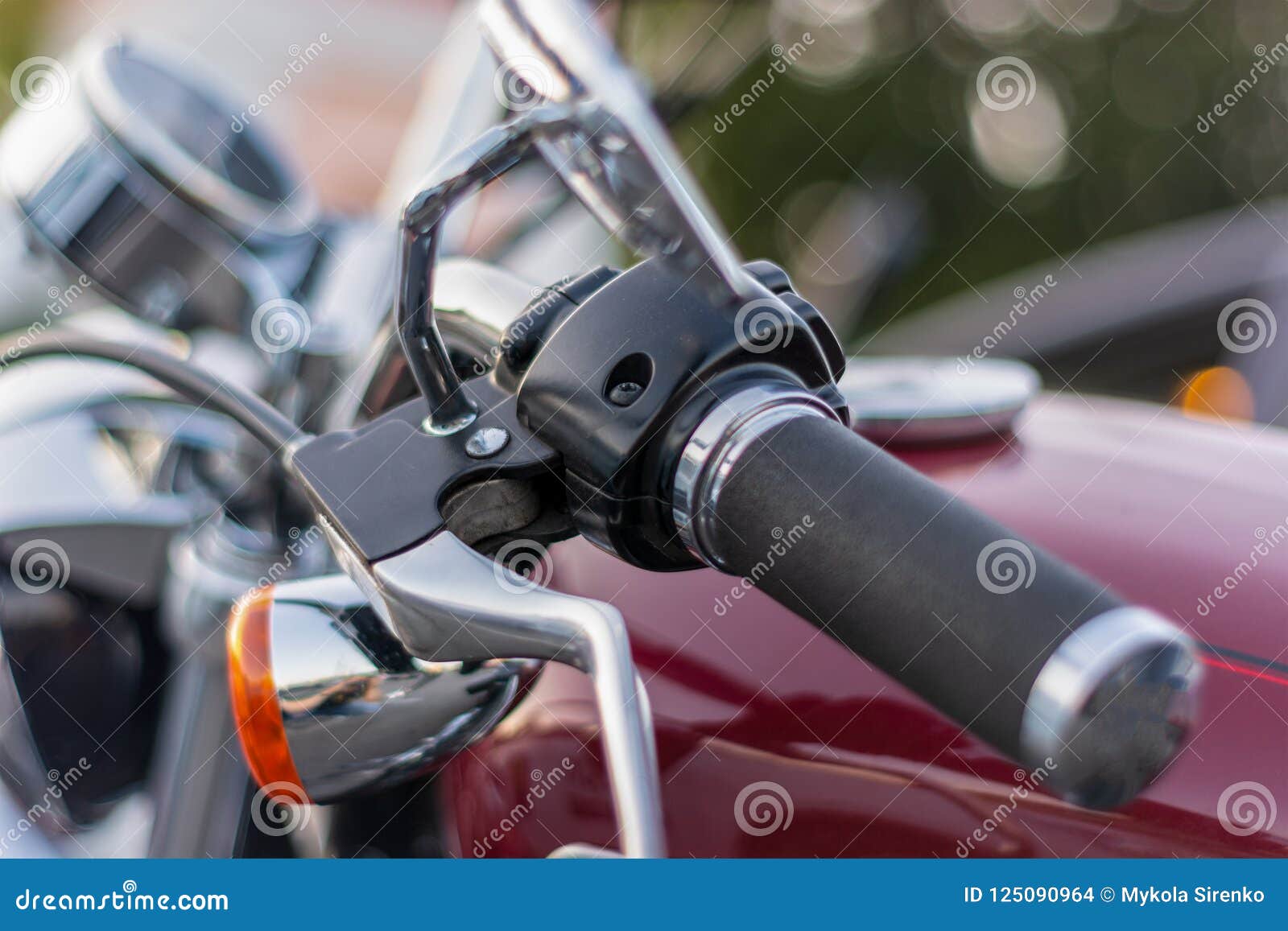 Close-up of the Handle on the Handlebars of a Motorcycle Stock Photo ...