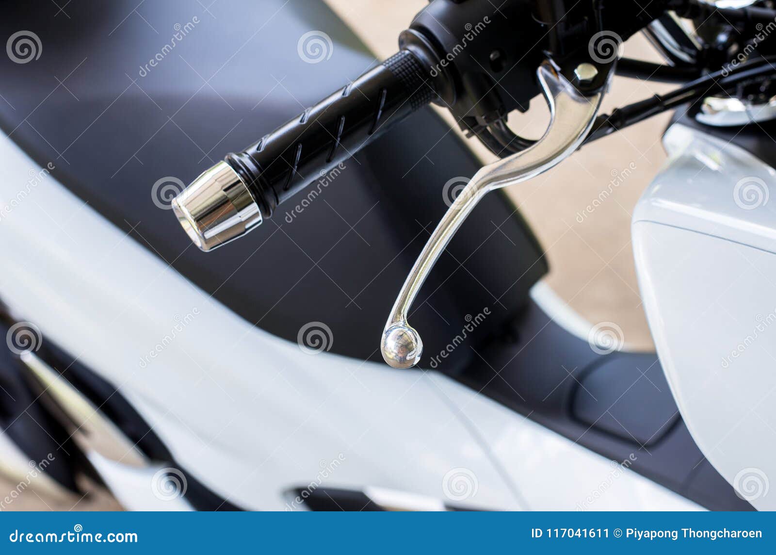 Close Up of Handlebars and Front Break on New Modern Motorcycle Stock ...