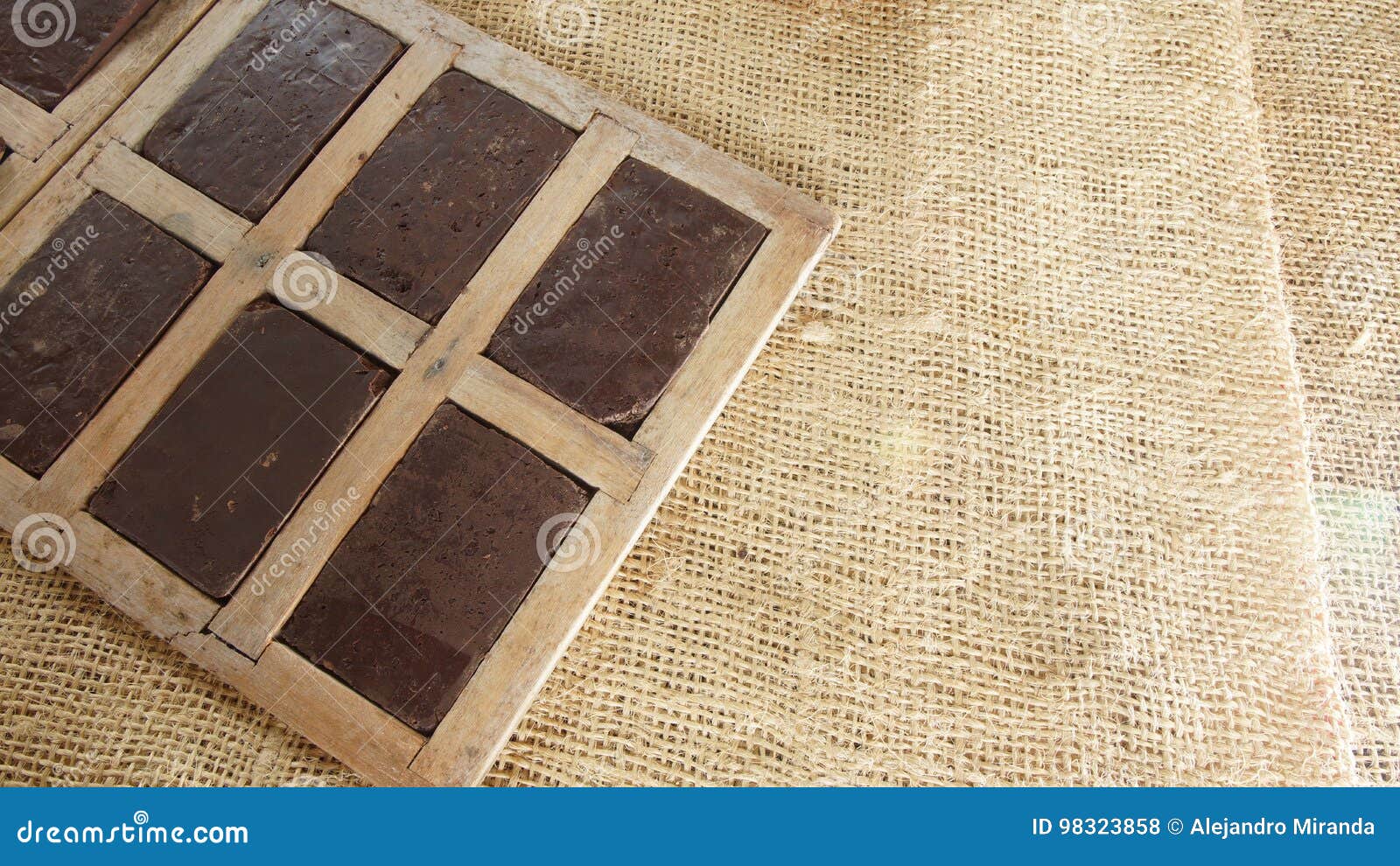 Close-up of Handmade Chocolate Blocks Inside Rustic Wooden Frames Stock ...