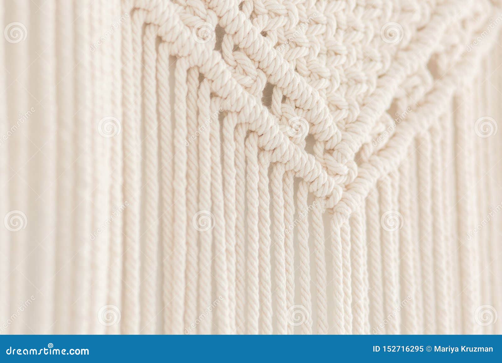 Close Up of Handmade Cotton Macrame Panel. Texture. Background. Stock ...