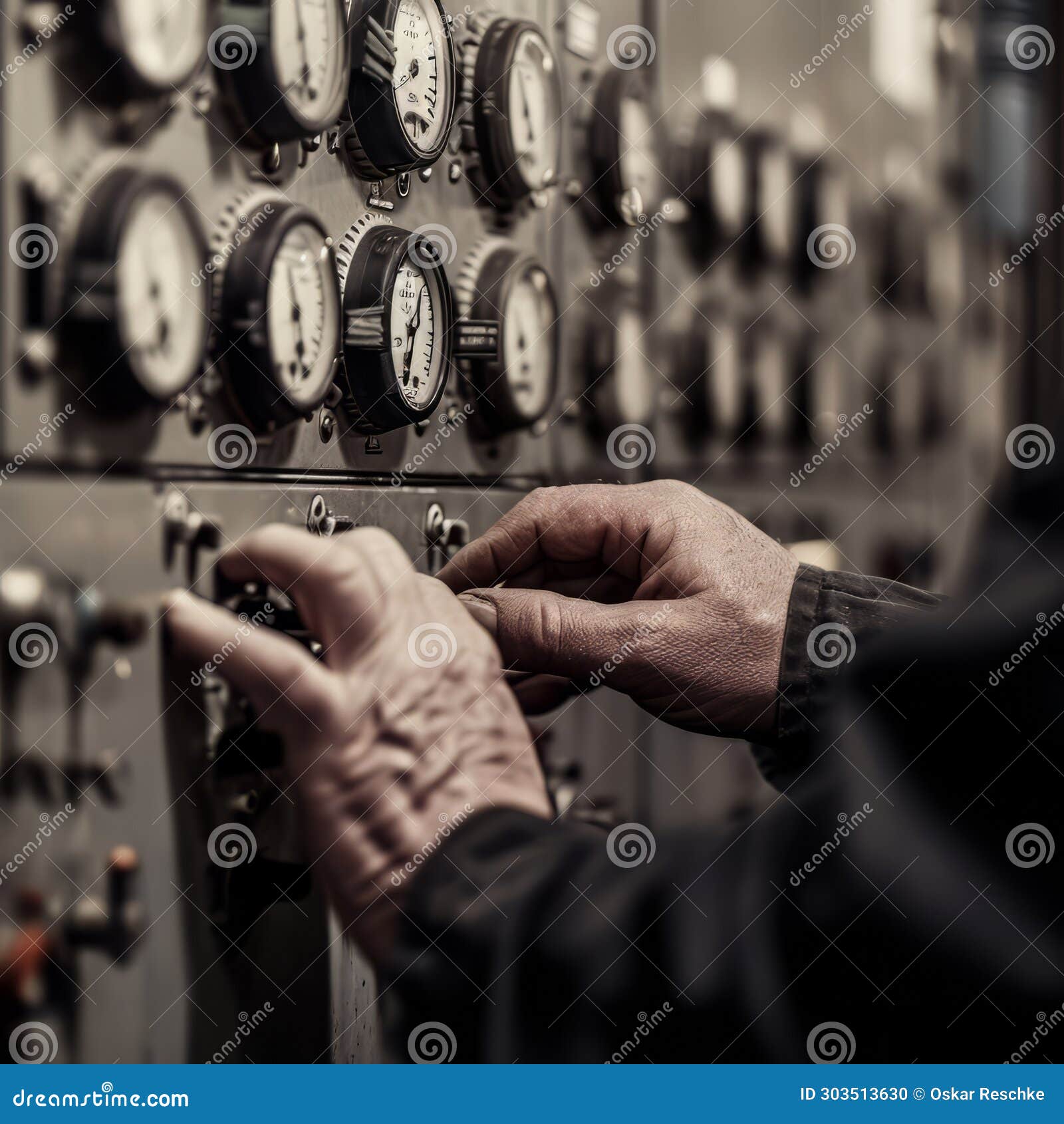 A Close-up of Hands Adjusting Dials and Switches on a High-tech Control ...