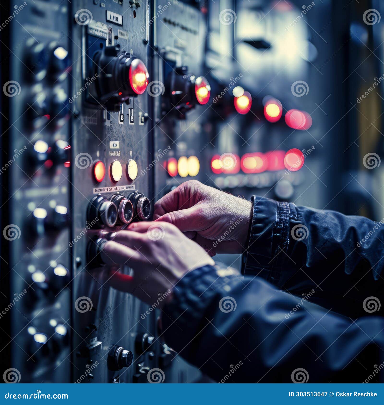 A Close-up of Hands Adjusting Dials and Switches on a High-tech Control ...