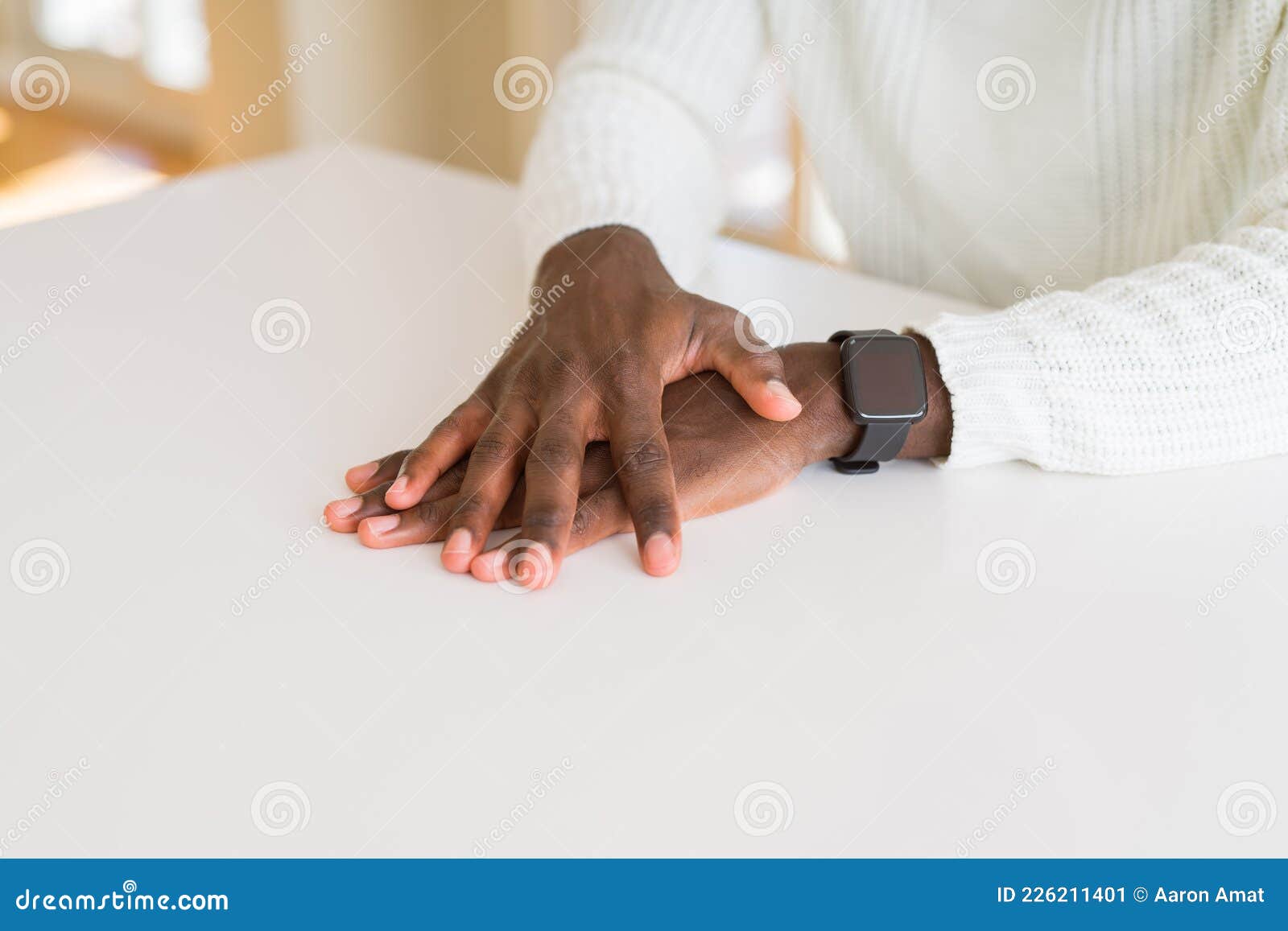 Close Up of Hands of African Man Over Table Stock Image - Image of ...