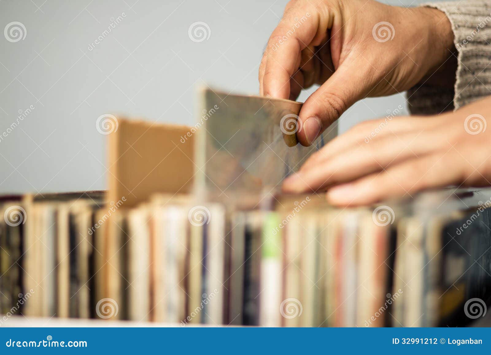 Close Up on Hands Browsing Record Store Stock Photo - Image of music ...