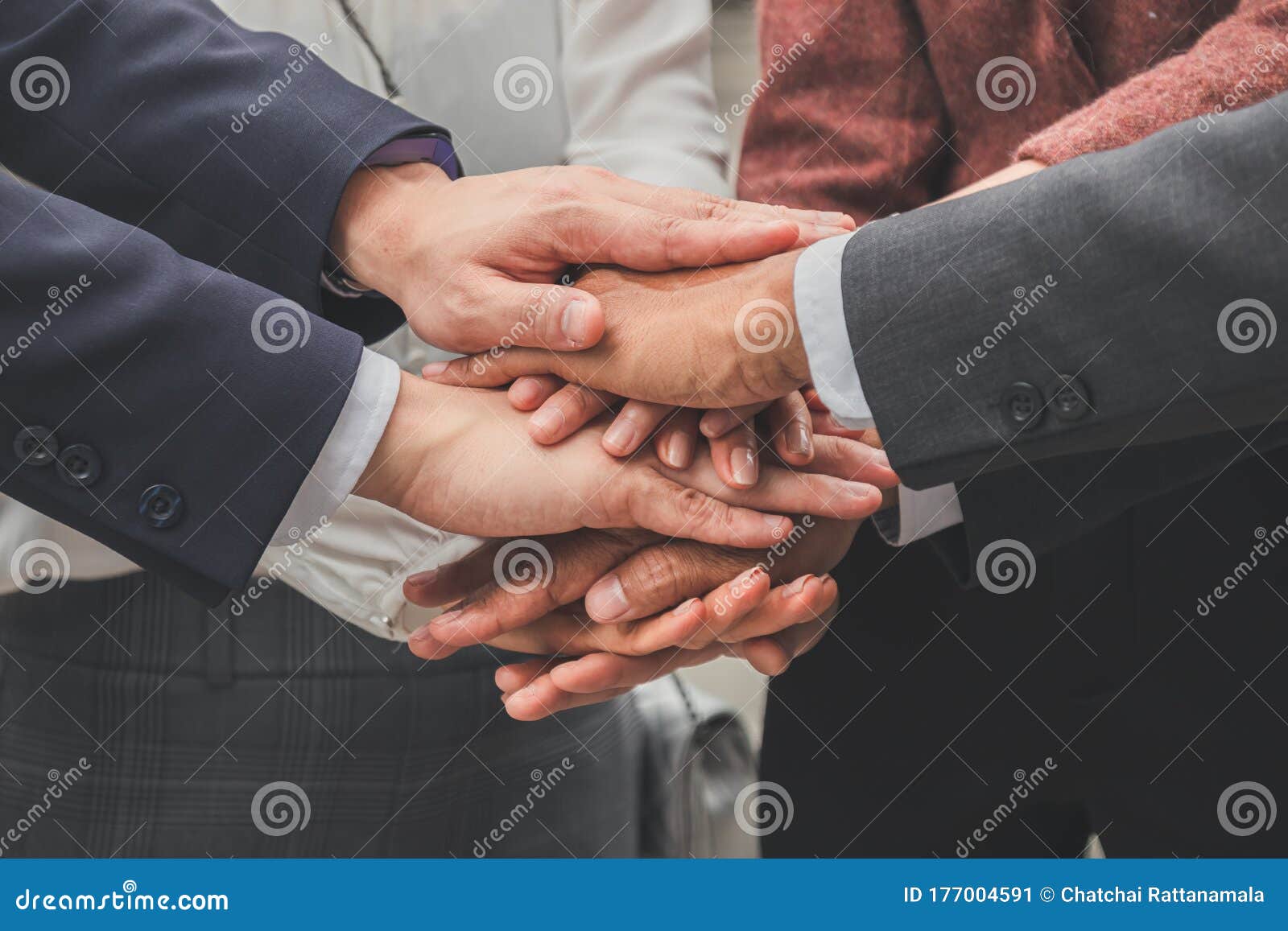 Close Up Hands of Business People Join Hand Together. Stack of Hands ...
