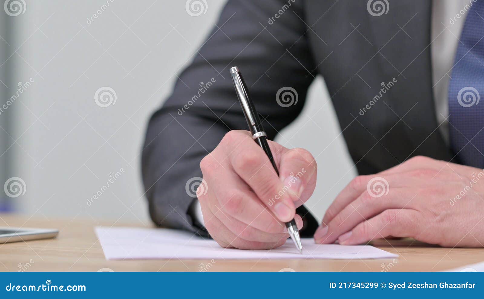 Close Up of Hands of Businessman Writing, Paperwork Stock Image - Image ...