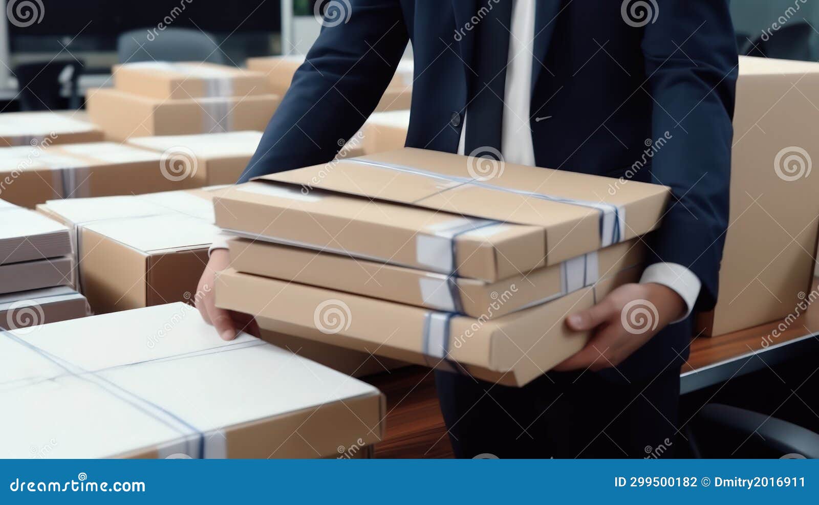 Delivery Serviceman while Working in a Postal Service Warehouse. Stock ...