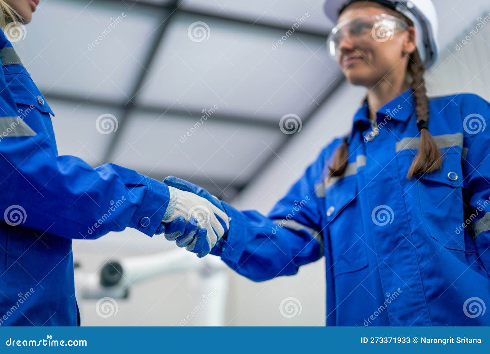 Close Up Hands of Caucasian Engineer or Technician Woman Shake Hands ... Close Up Hands of Caucasian Engineer or Technician Woman Shake Hands ...