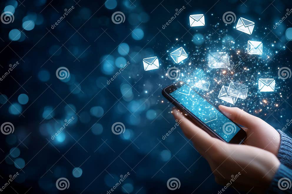 This is a Close-up of Hands Checking or Reading Email on a Smartphone ...