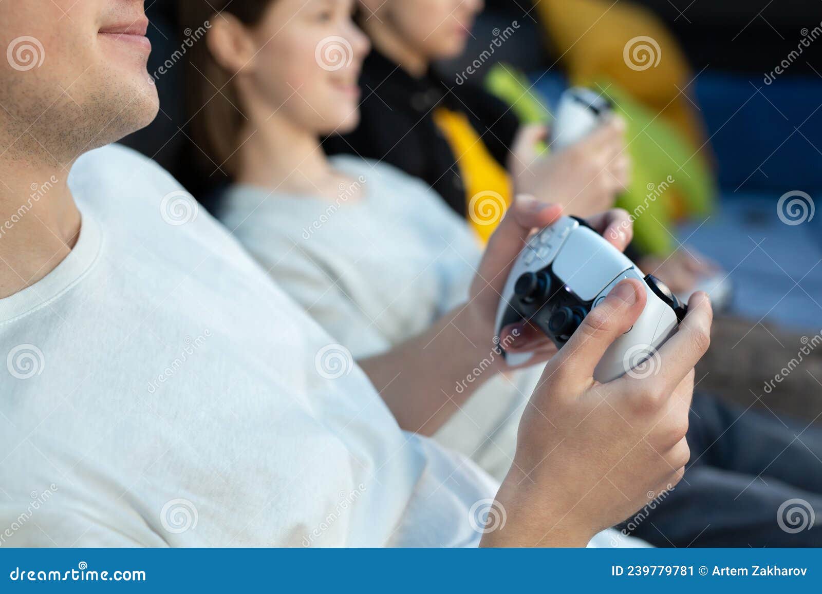 Close-up on the Hands of Children Playing Console Games. Stock Image ...