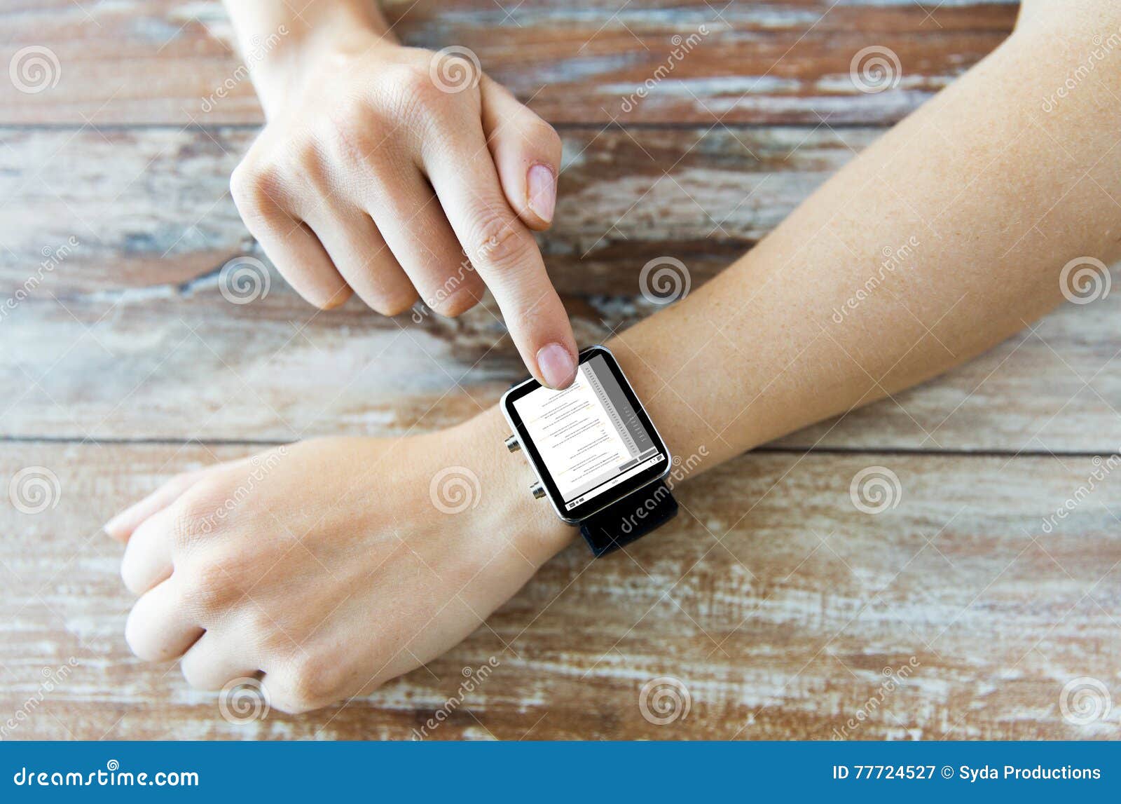 Close Up of Hands with Coding on Smart Watch Stock Image - Image of ...