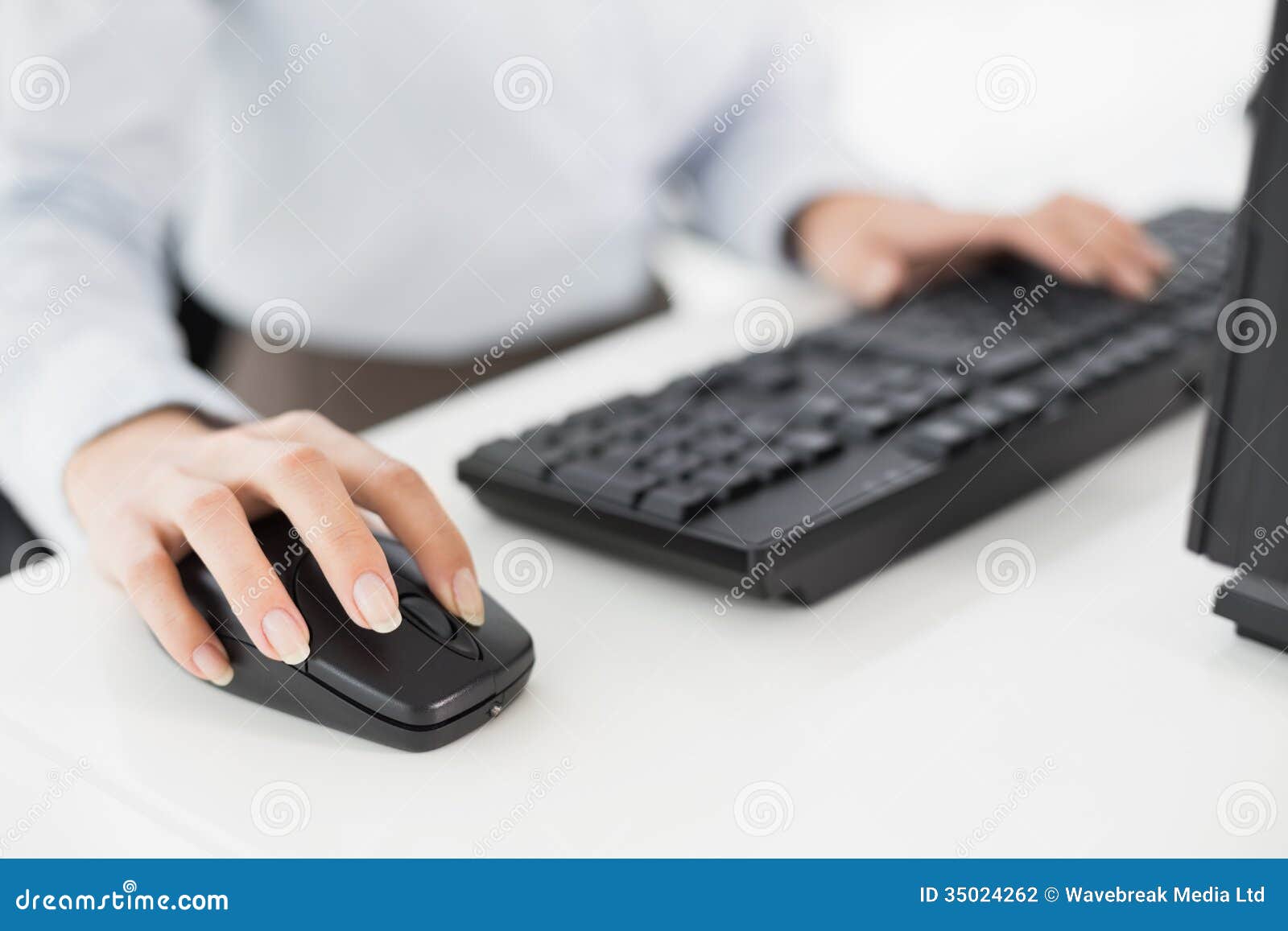 Close Up of Hands Computer Keyboard and Mouse Stock Photo - Image of ...