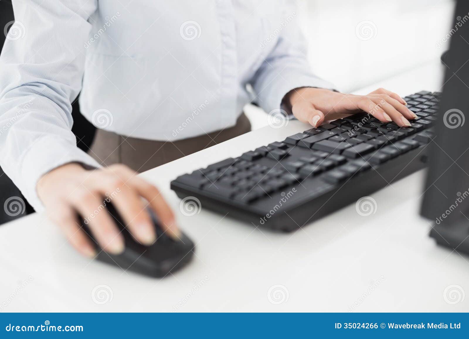 Close Up of Hands Computer Keyboard and Mouse Stock Photo - Image of ...