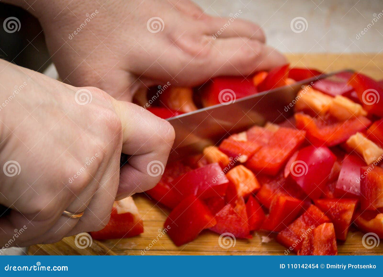 Close Up of Hands Cutting Vegetables with a Knife Stock Photo - Image ...