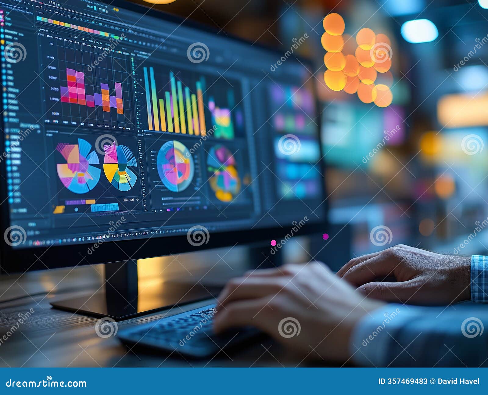 Close Up Of Hands Designing Graphic Work In Front Of Computer Screen ...