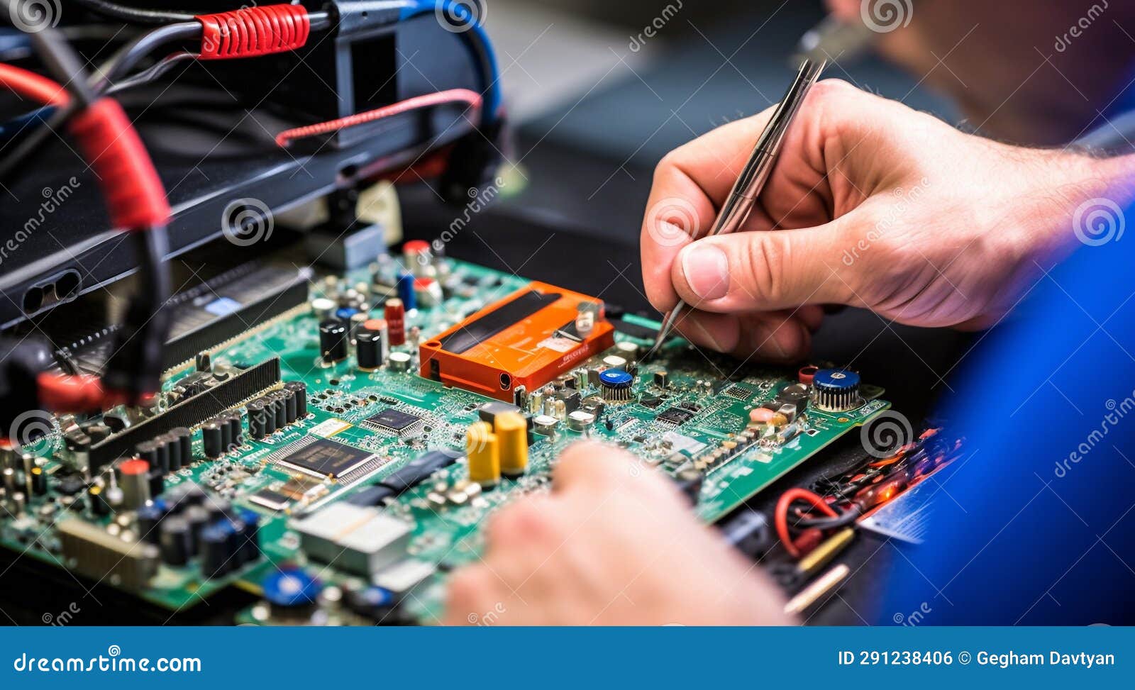 Hands Fixing Computer Board, Computer Board Close-up, Person Fixing ...