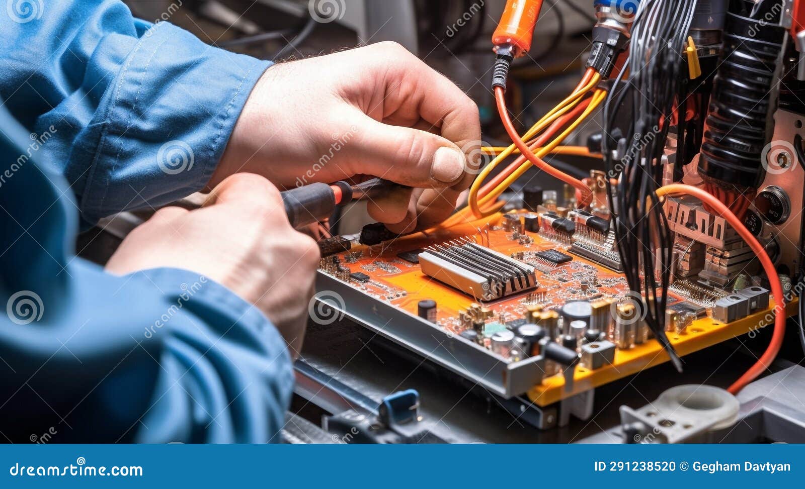 Hands Fixing Computer Board, Computer Board Close-up, Person Fixing ...