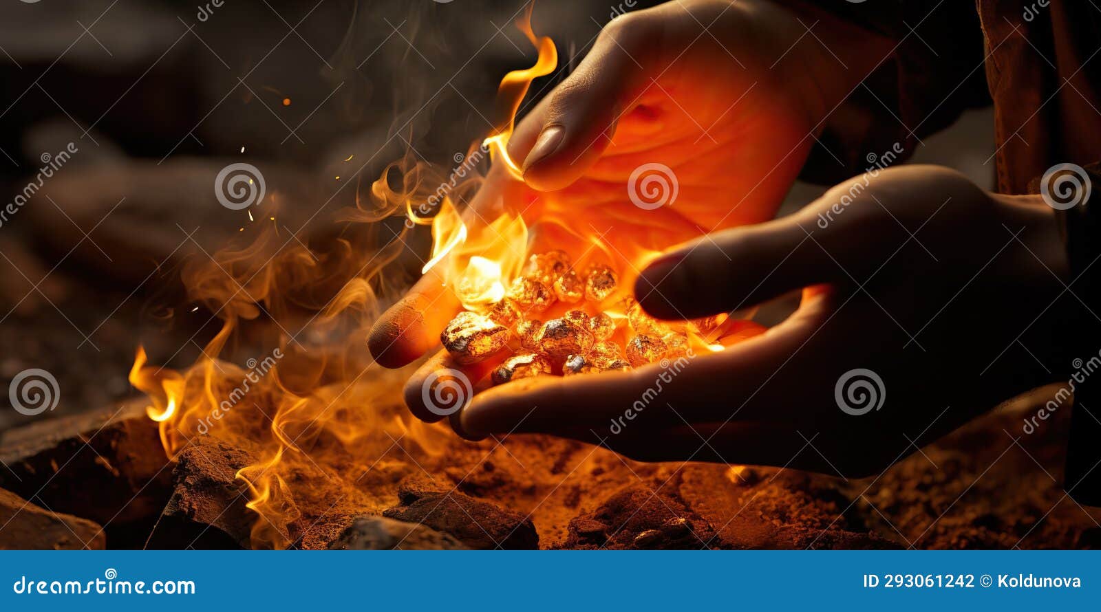 Close-up of Hands Holding Campfire Embers, with Sparks Floating Upwards ...